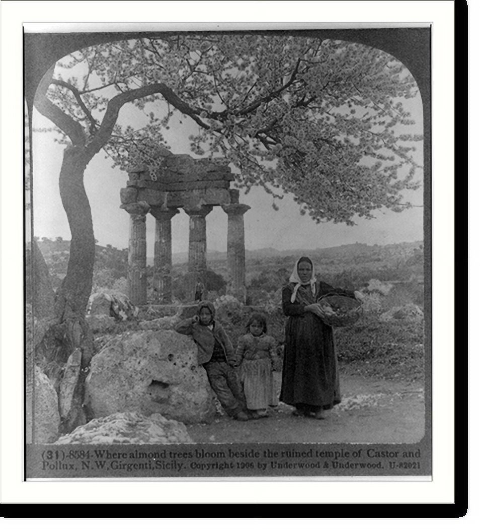 Historic Print, Where almond trees bloom beside the ruined temple of ...