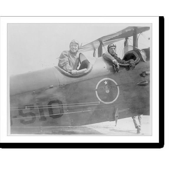 Historic Print, [Will Rogers and Billy Mitchell in cockpit of biplane ...