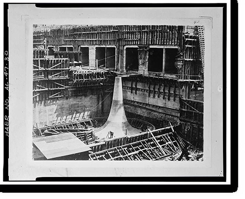 Historic Print, Wilson Dam & Hydroelectric Plant, Spanning Tennessee ...