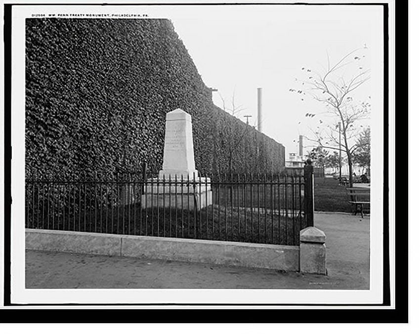 Historic Print, Wm. [William] Penn Treaty Monument, Philadelphia, Pa ...