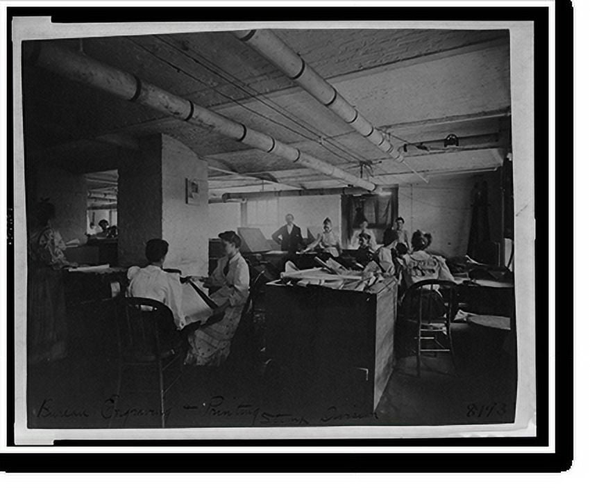 Historic Print, Workers taking mucilaged sheets of postage stamps from ...