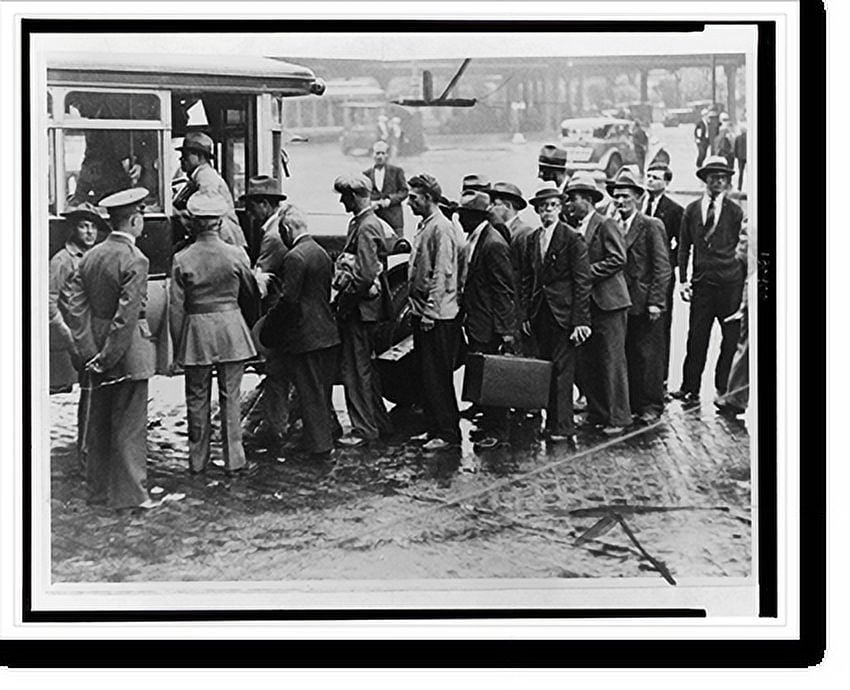 Historic Print, World War veterans leaving the Battery in a drizzling ...