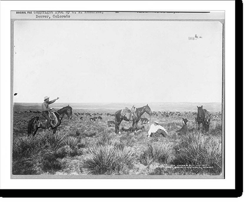 Historic Print, XIT Ranch, Texas. 1903. On day herd with the XIT outfit ...