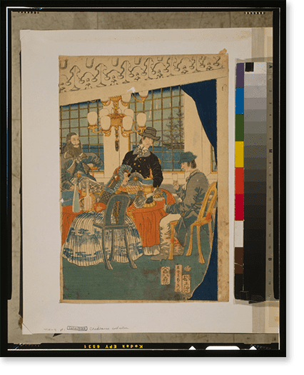 Historic Print, Yokohama ijin shokan zashiki no zu Translation:Parlour ...