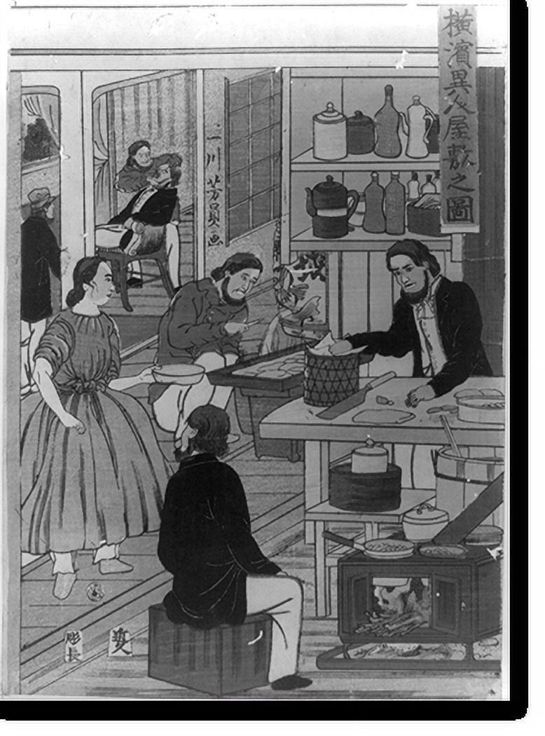 Historic Print, Yokohama ijin yashiki no zu Translation:Foreign ...