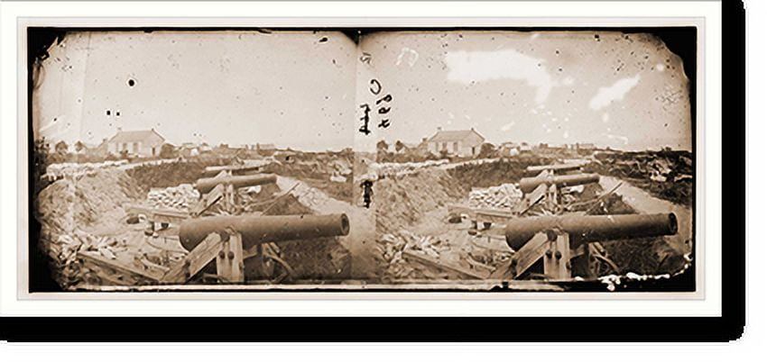 Historic Print, Yorktown Virginia. Naval battery with Nelson house in ...