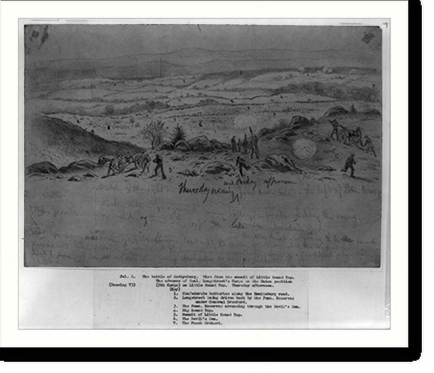Historic Print, The battle of Gettysburg. View from the summit of ...