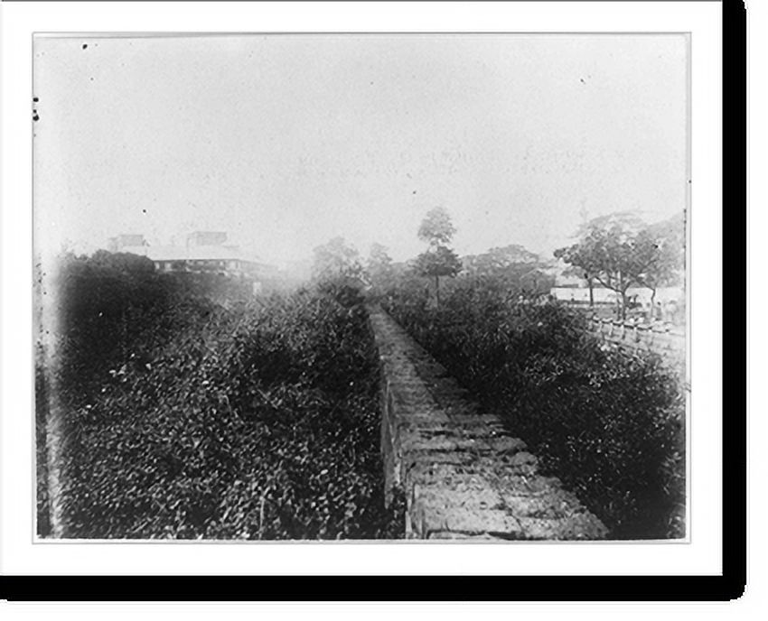 Historic Print, The double moat. Looking along the fifteen-foot wall ...