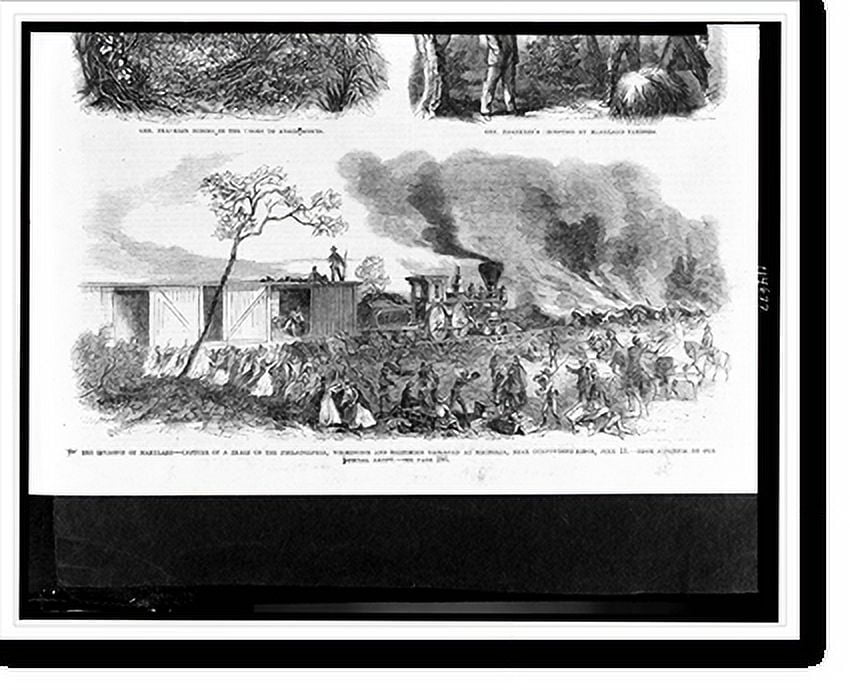 Historic Print, The invasion of Maryland. capture of a train on the ...