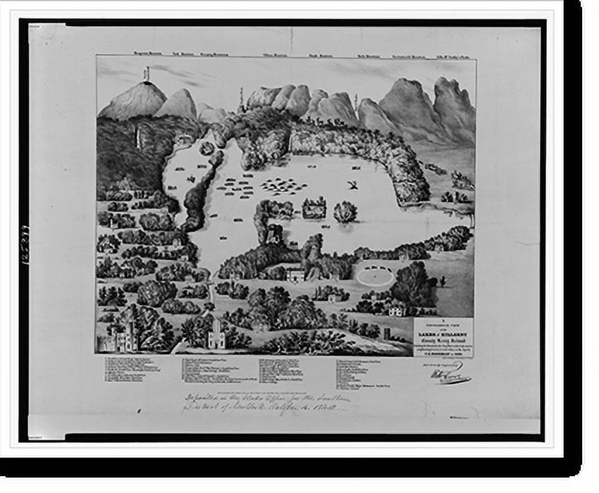 Historic Print, A panoramical view of the lakes of Killarny, County ...