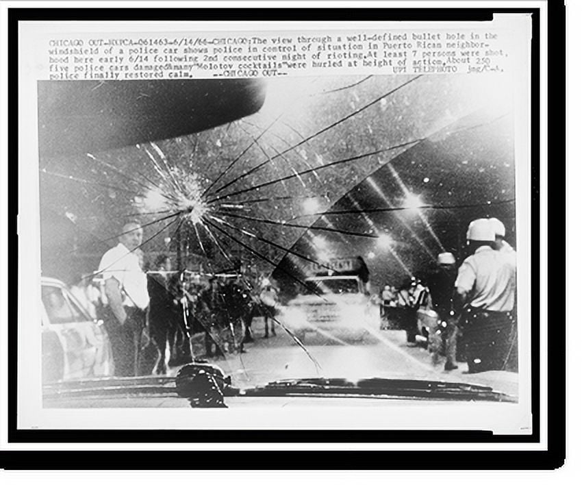 Historic Print, The view through a well-defined bullet hole in the ...