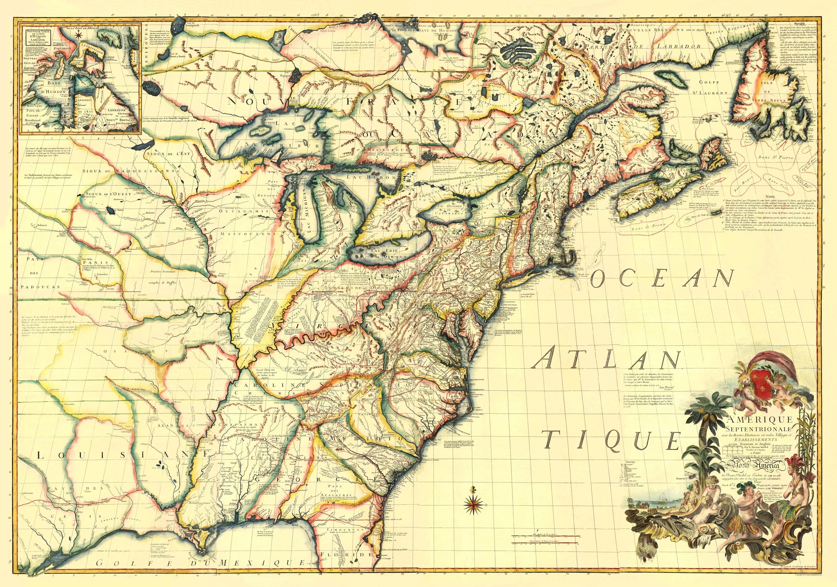 Revolutionary War Map Print - America Septentrionale - Le Rouge 1777 ...