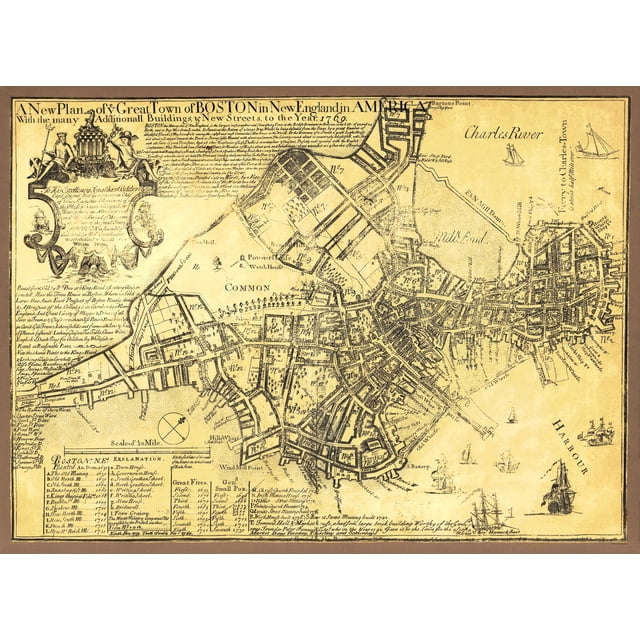 Historic Revolutionary War Map - Boston New England - Price 1769 - 23 x ...