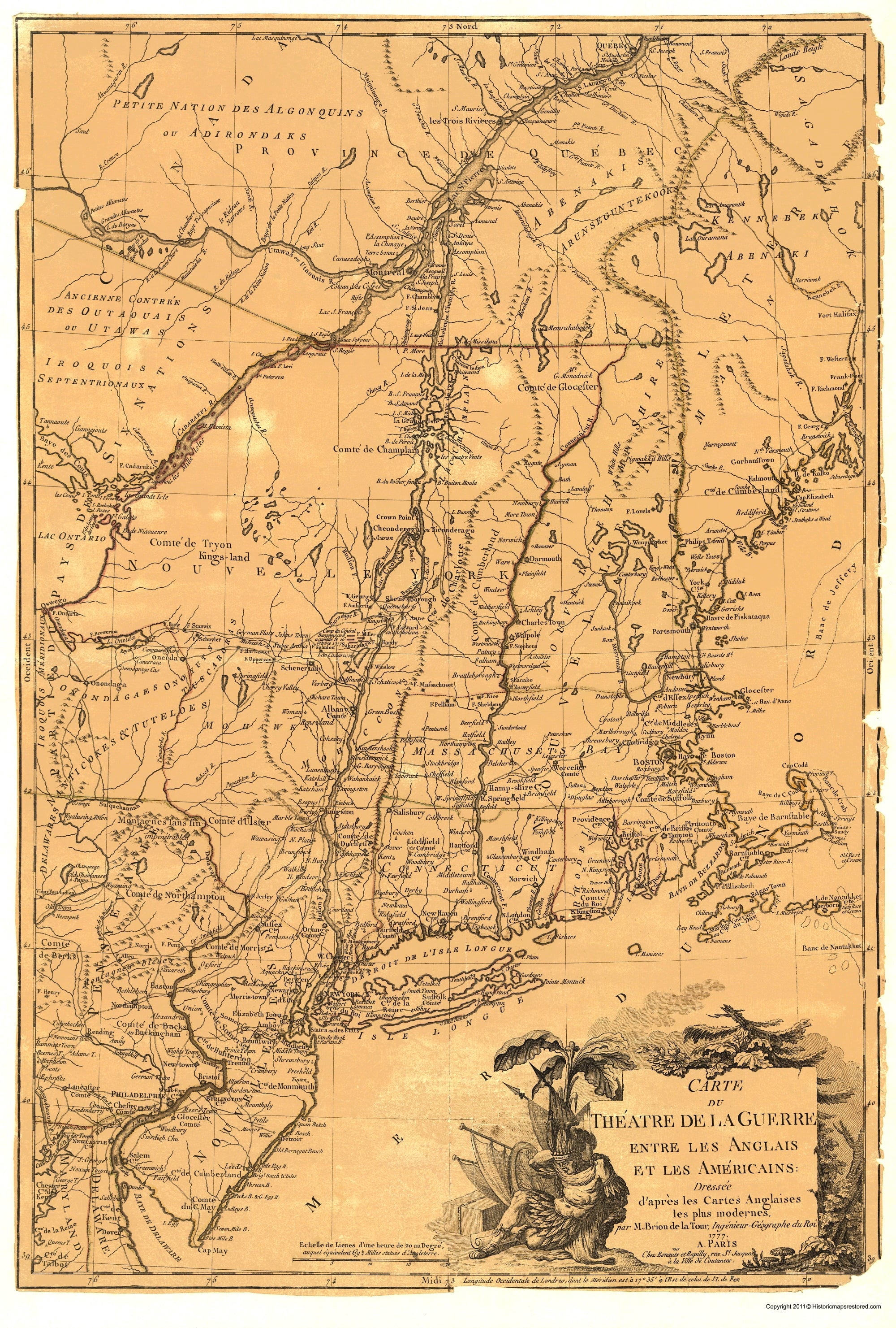 Historic Revolutionary War Map - English Americans War Theatre - Brion ...