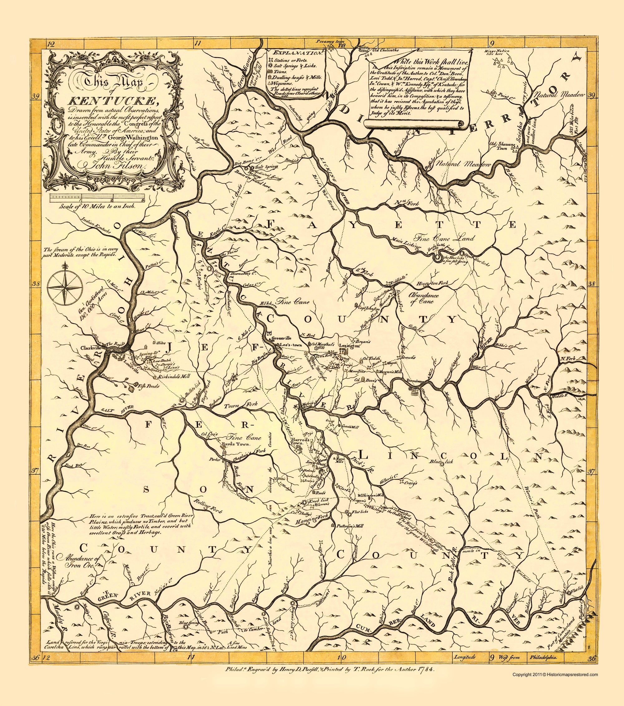 Historic Revolutionary War Map - Kentucky - Filson 1784 - 23 x 27.73 ...