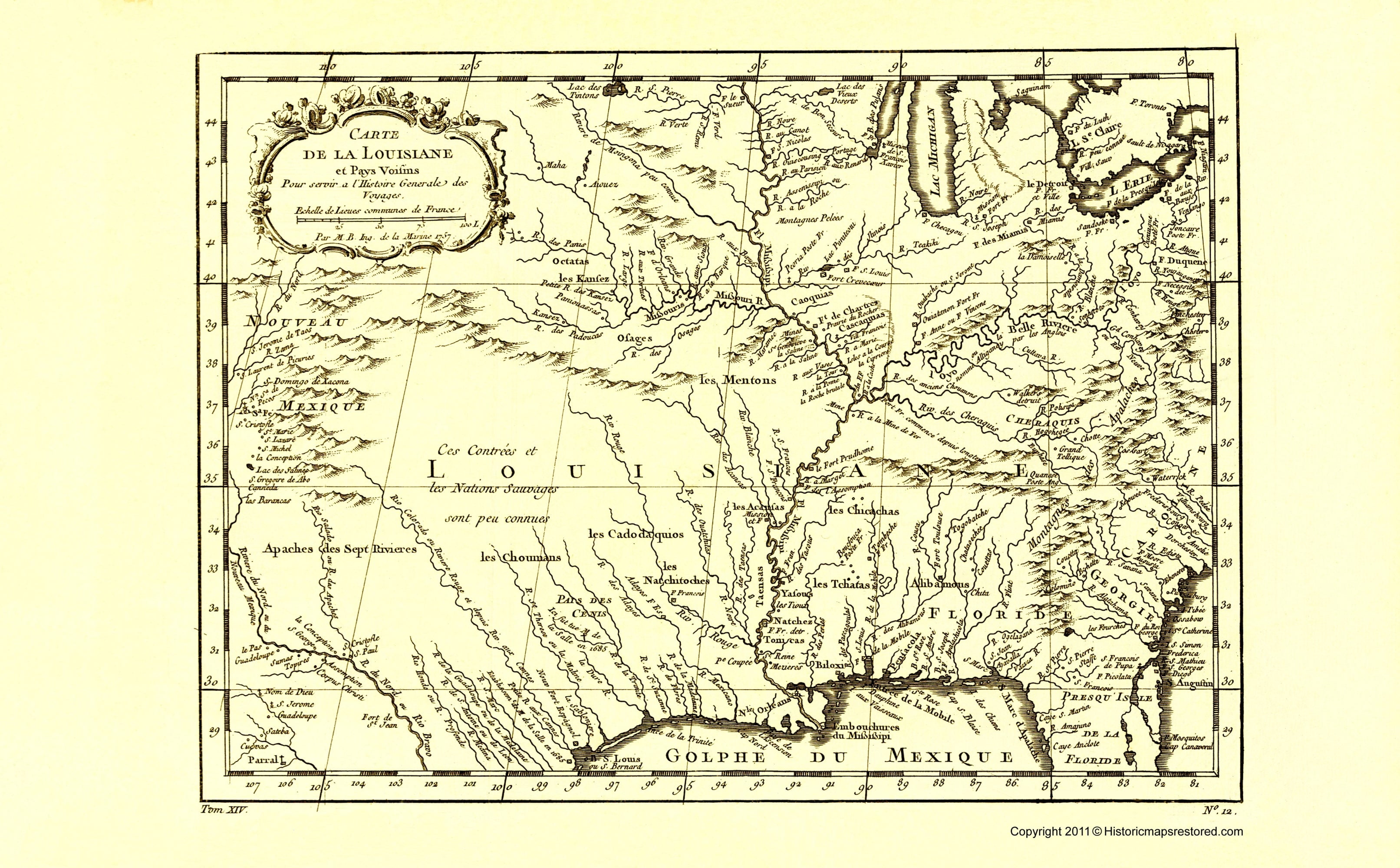 Historic Revolutionary War Map - Louisiana Neighboring Countries - 1757 ...