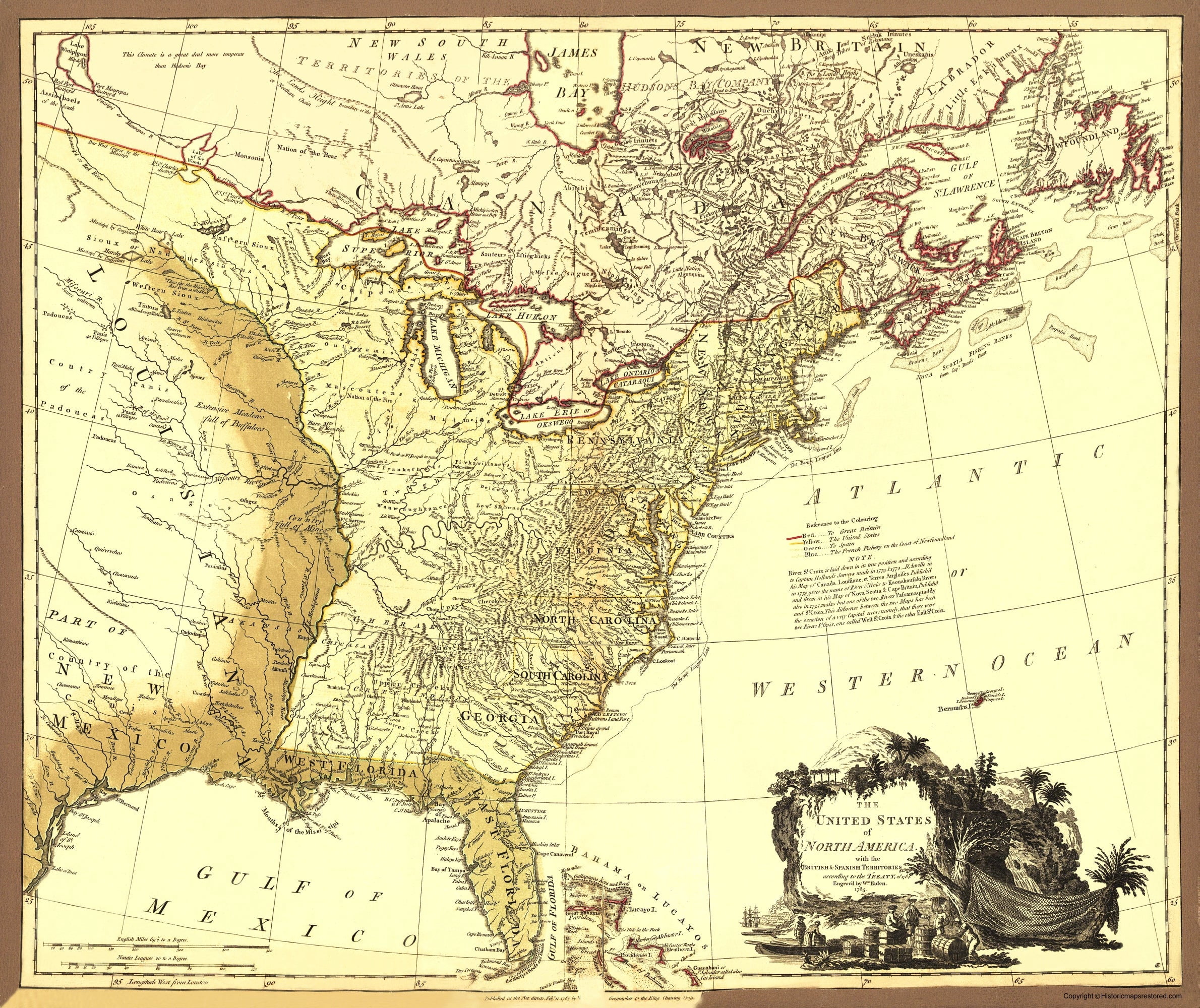 Historic Revolutionary War Map - United States British Spanish ...