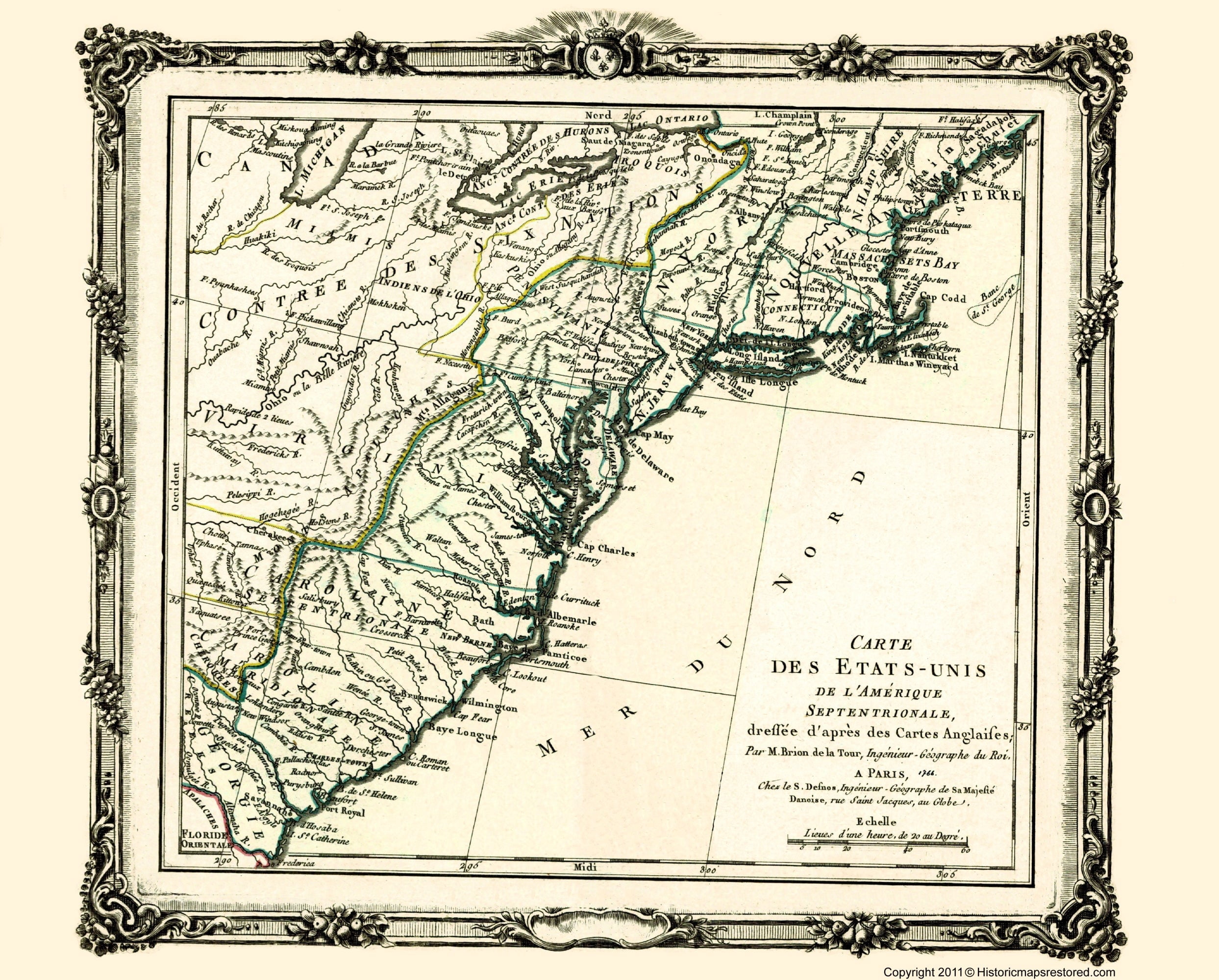 Historic Revolutionary War Map - United States North America - Brion de ...