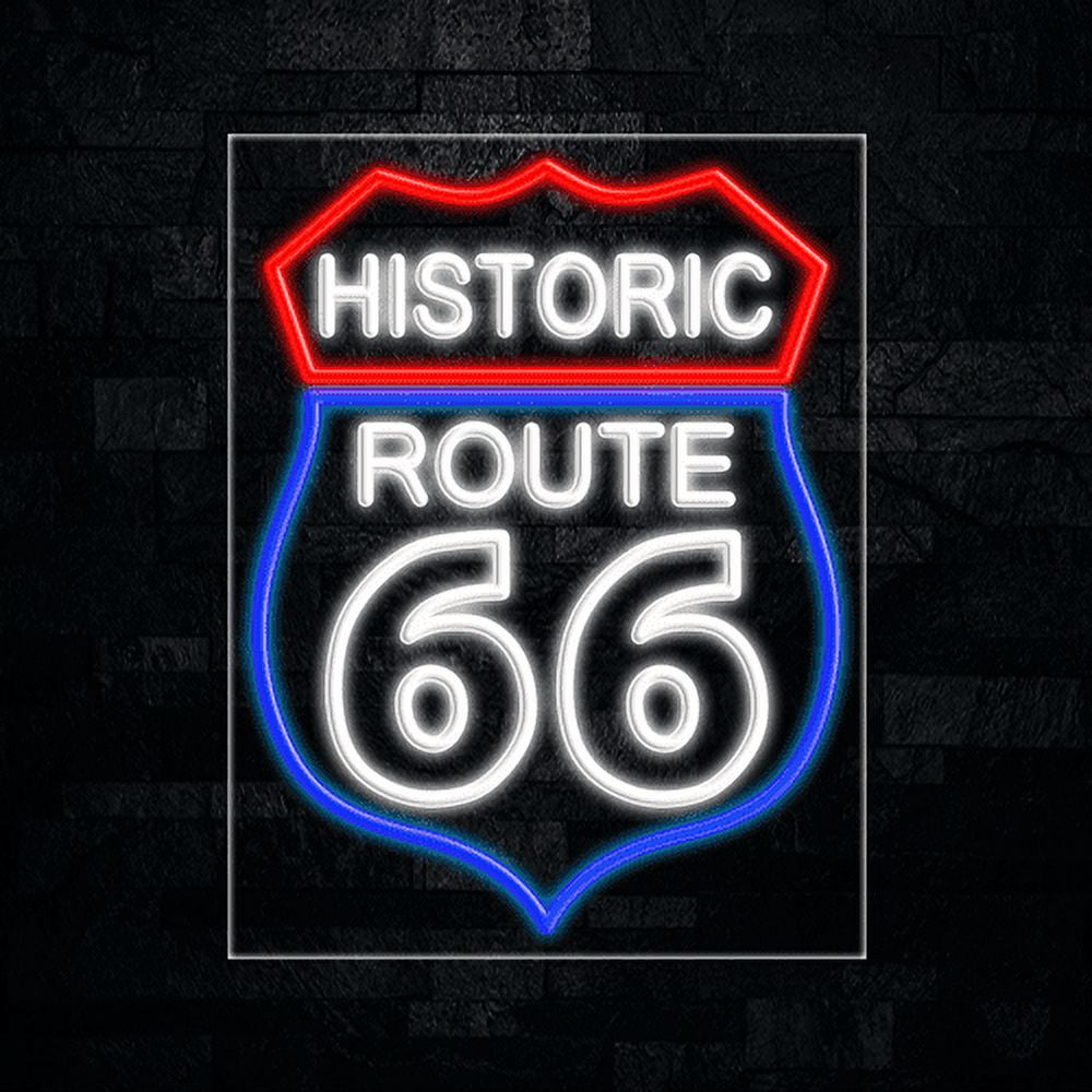 Historic Route 66 LED Neon Sign 22"L x 28"H #31726 - Walmart.com