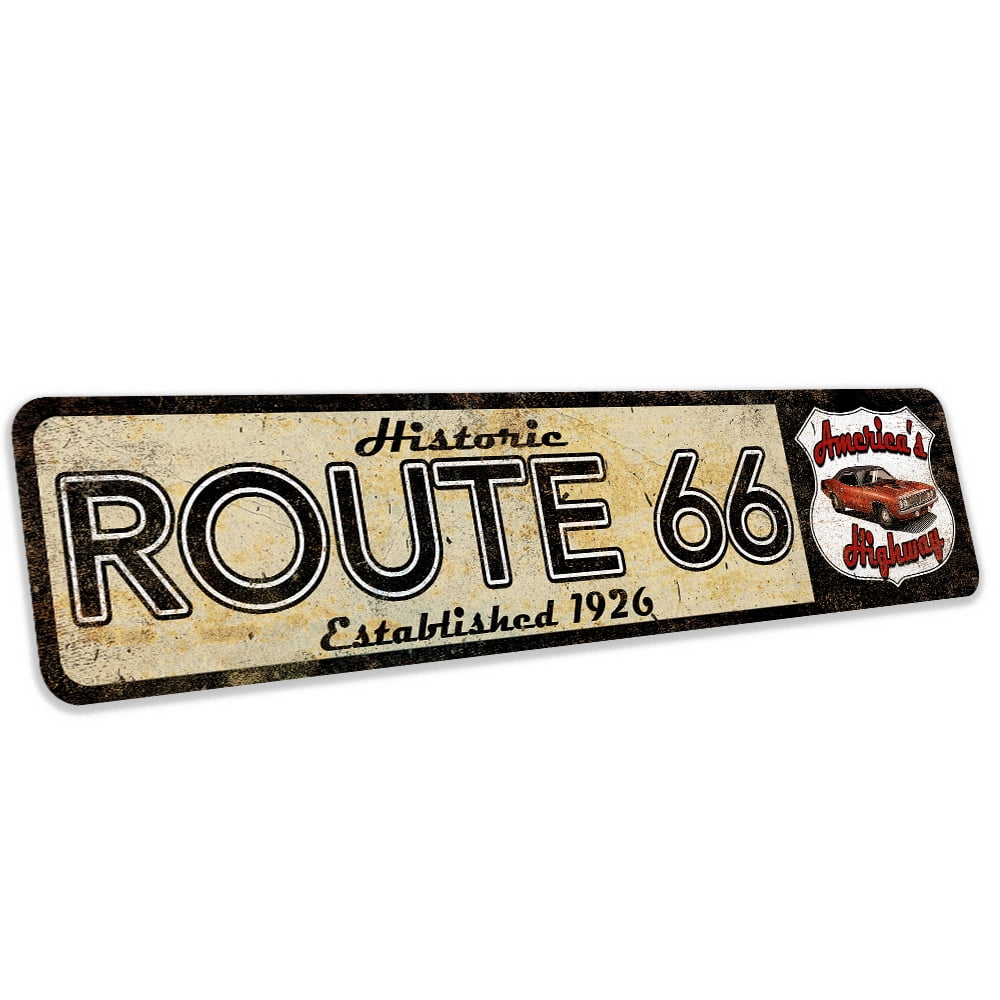 Historic Route 66 Vintage Looking Sign America's Highway Décor Garage ...