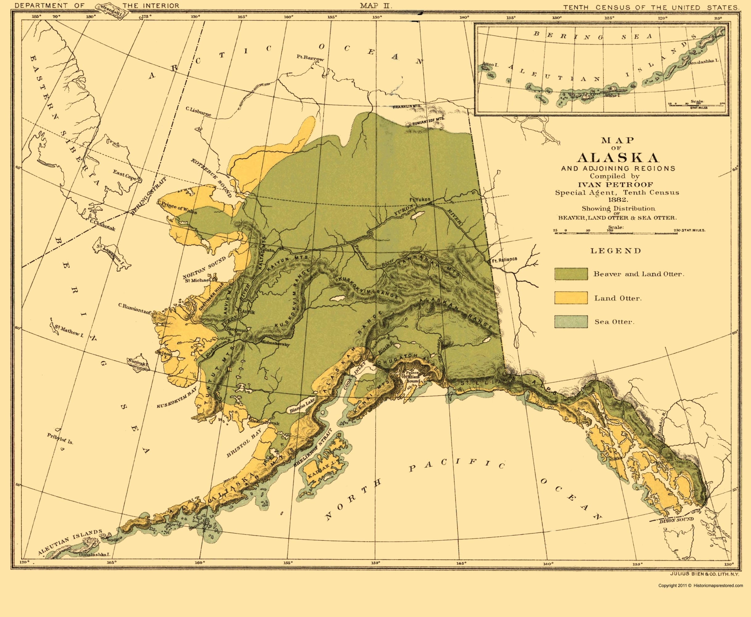 Historic State Map - Alaska Ecological Map - Bien 1882 - 23 x 28.01 ...