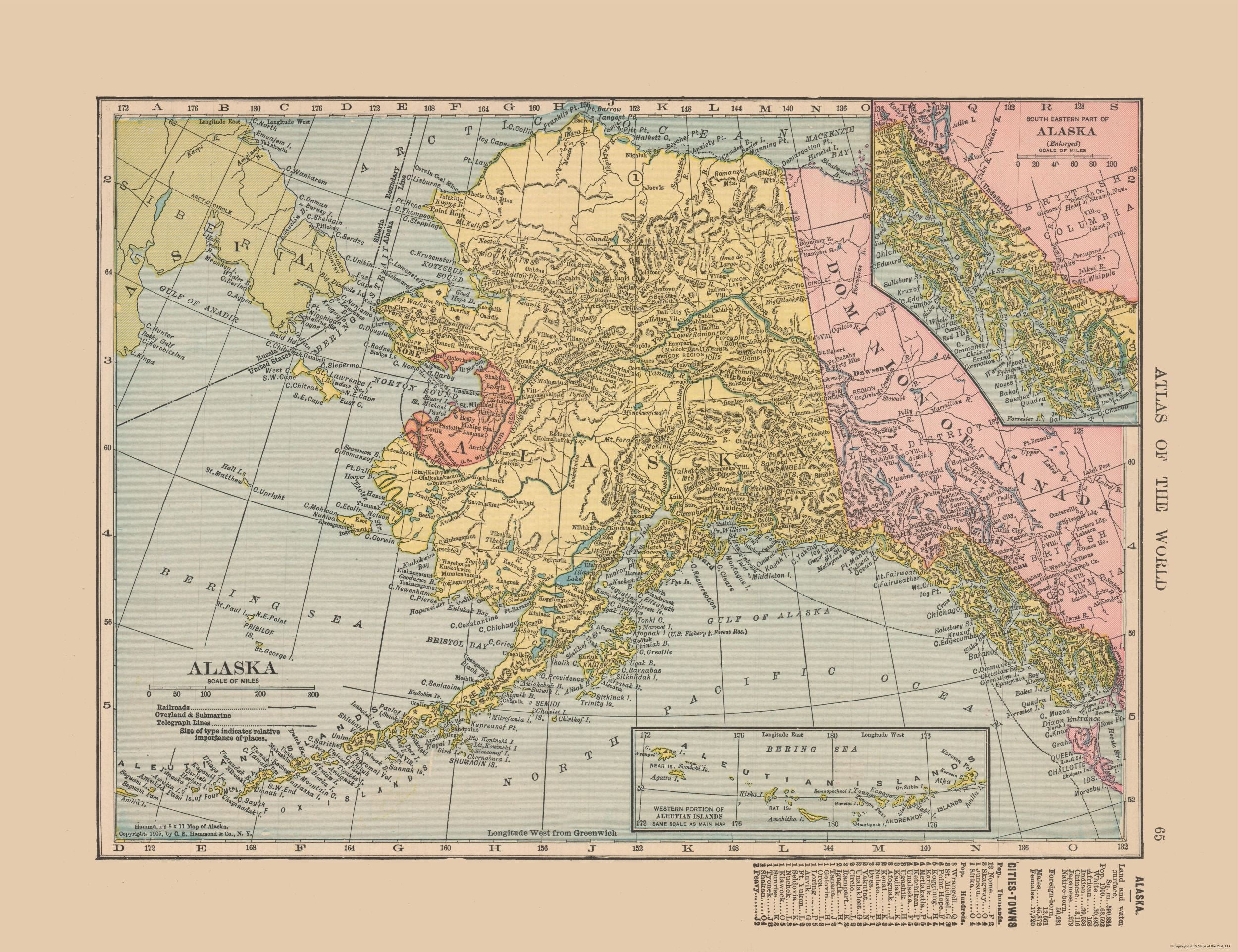 Historic State Map - Alaska - Hammond 1910 - 29.90 x 23 - Vintage Wall ...