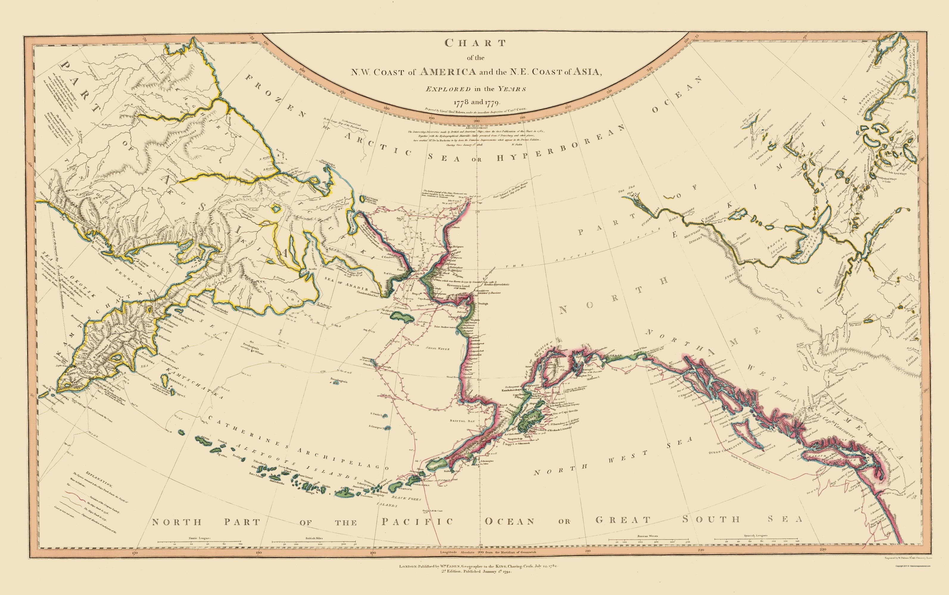 Historic State Map - Alaska North East Asia - Faden 1794 - 23 x 36.65 ...