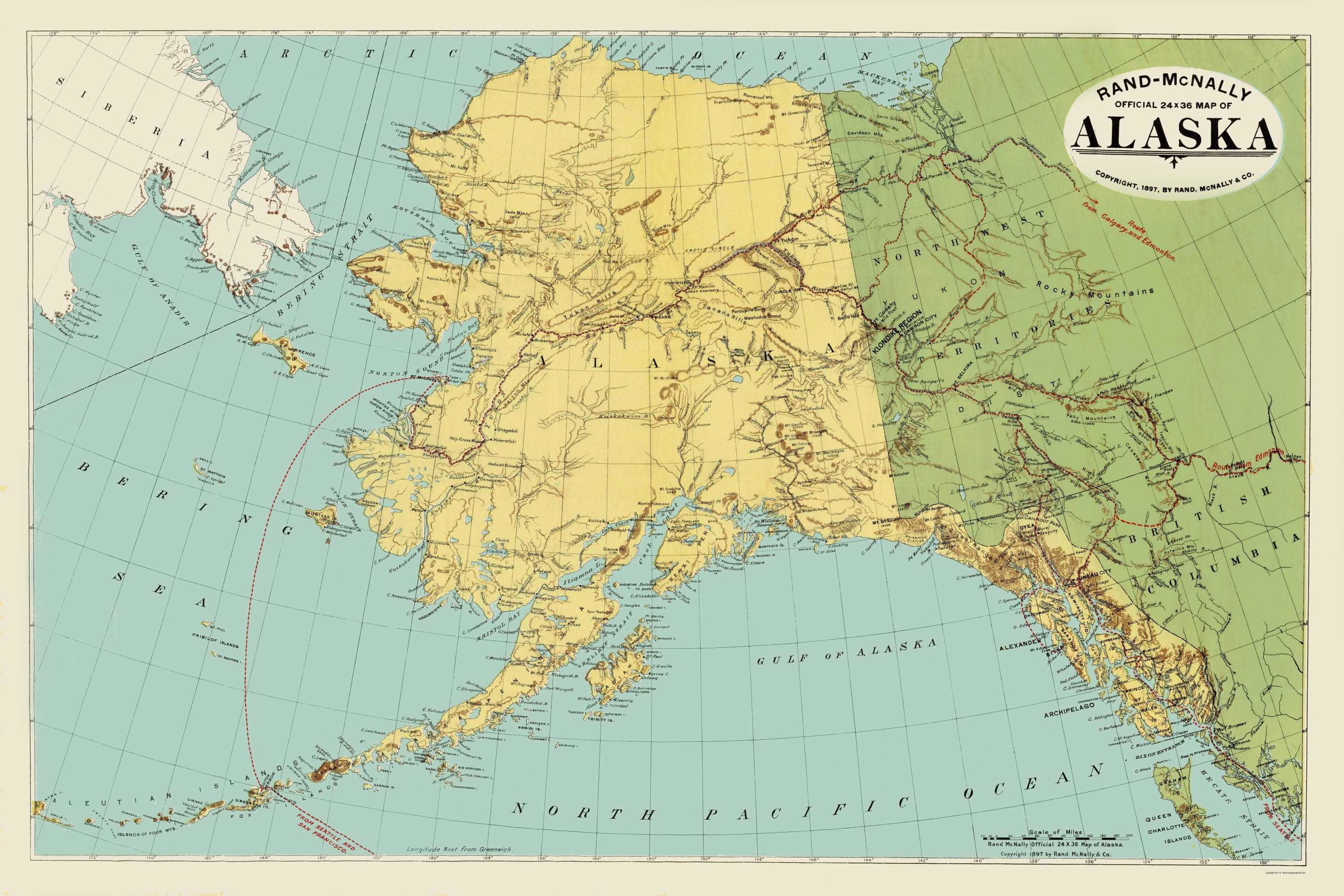 Historic State Map - Alaska - Rand McNally 1897 - 23 x 34.48 - Vintage ...