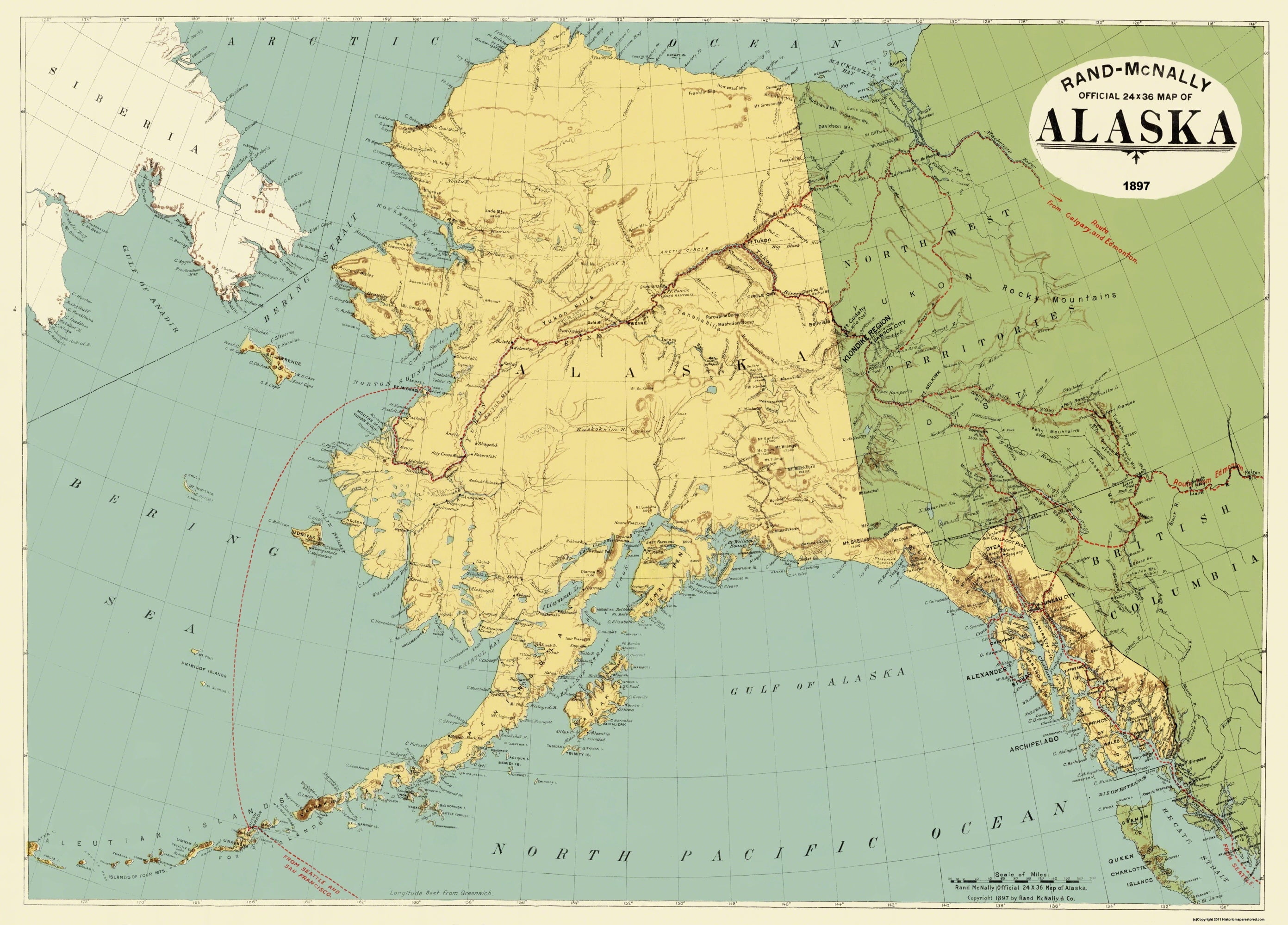 Historic State Map - Alaska - Rand McNally 1897 - 32 x 23 - Vintage ...