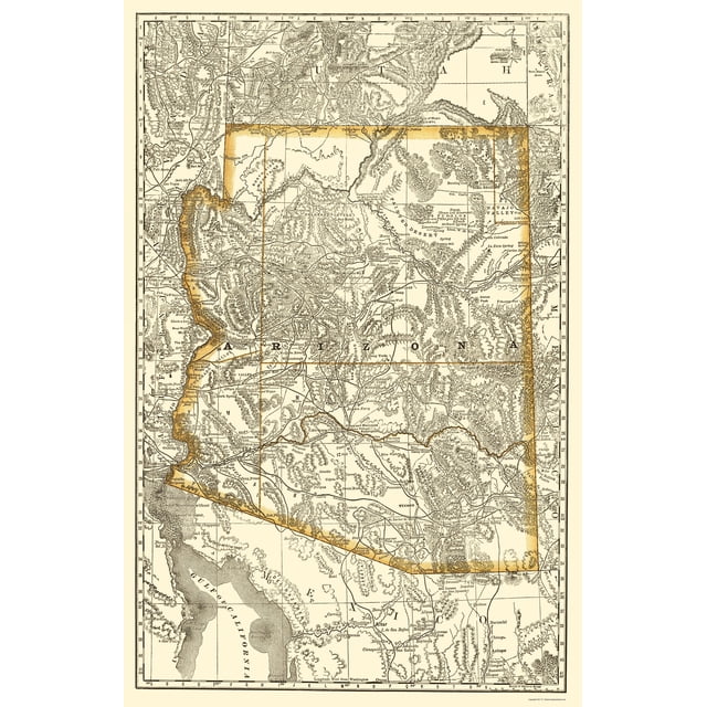 Historic State Map - Arizona - Rand McNally 1876 - 23 x 35.42 - Vintage ...