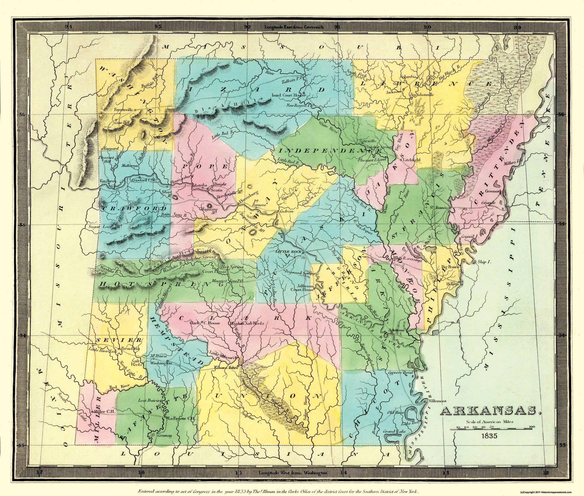 Historic State Map - Arkansas Territory - Burr 1835 - 23 x 27.06 ...
