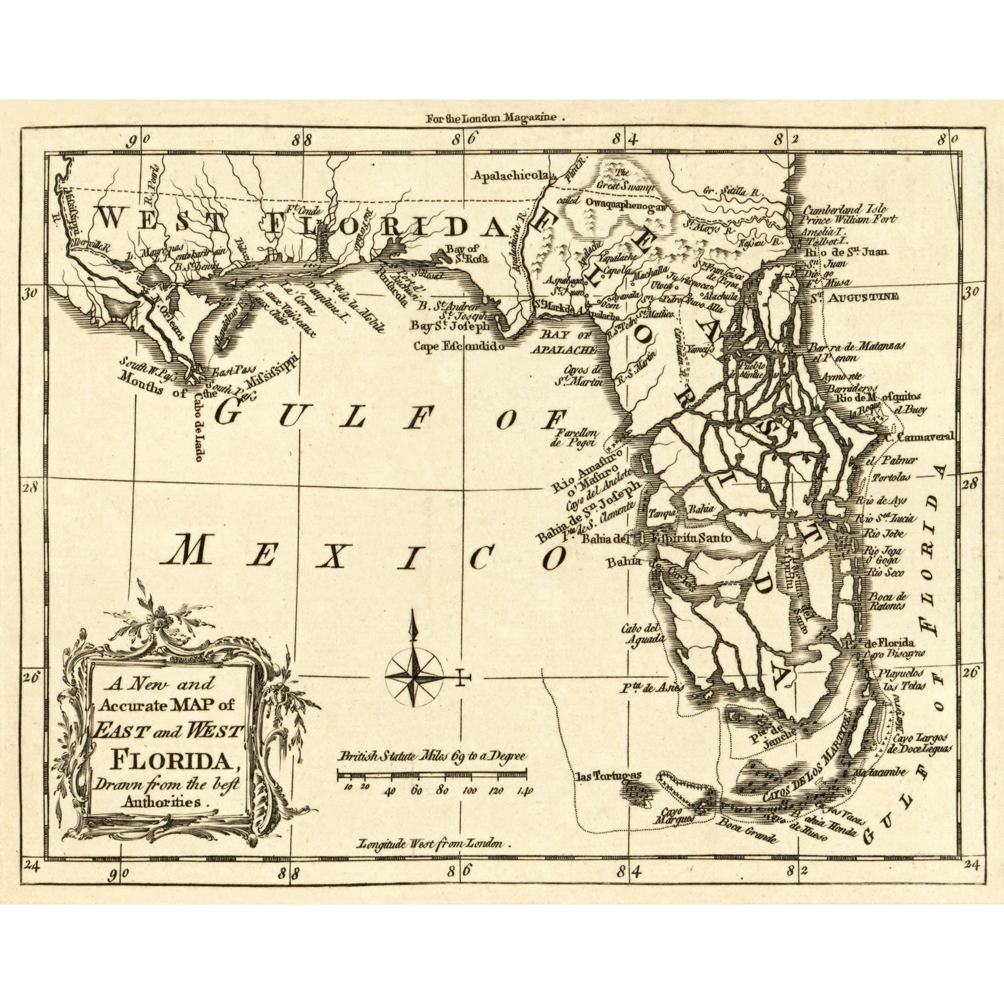 Historic State Map - Florida - 1765 - 28.68 x 23 - Vintage Wall Art ...