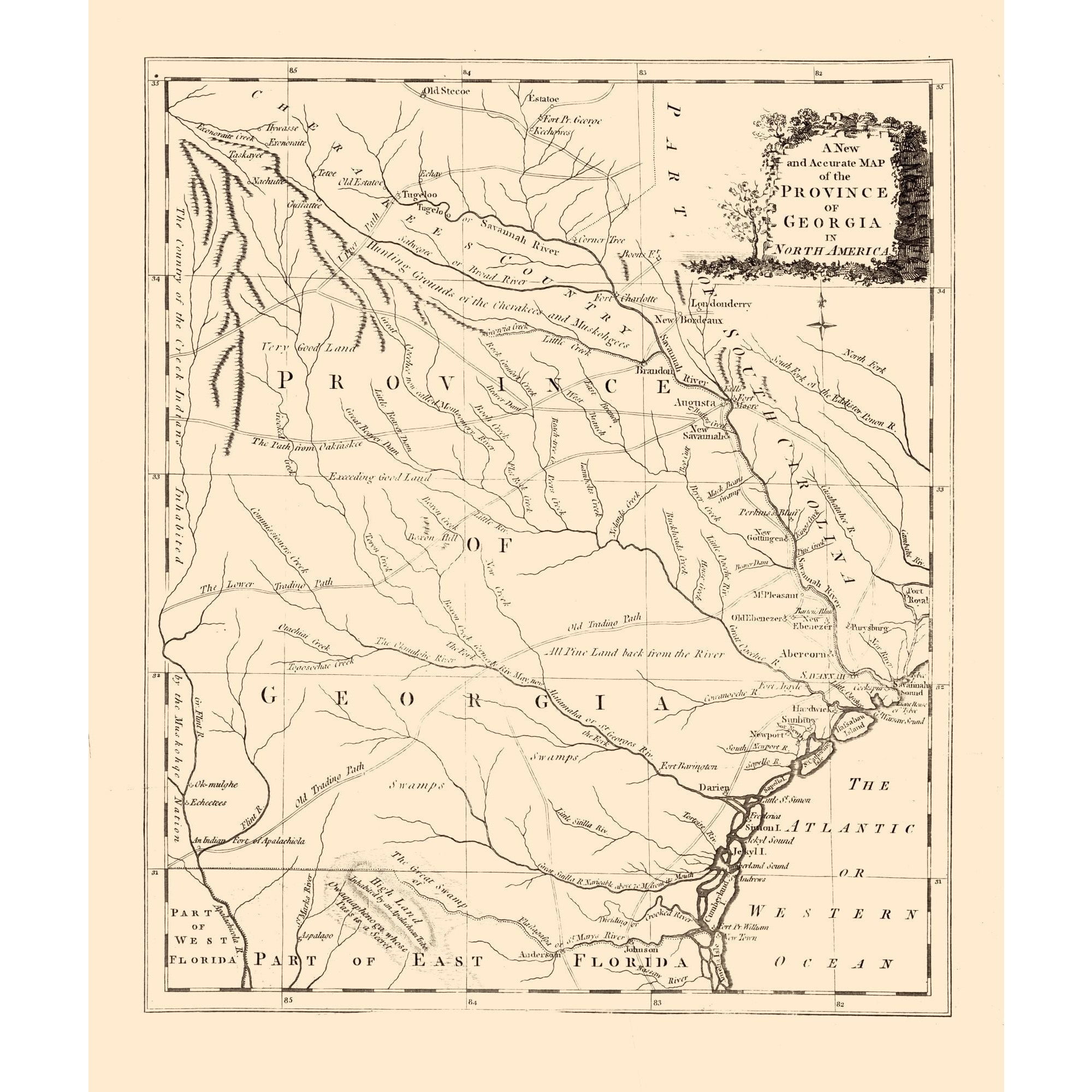 Historic State Map - Georgia - Universal 1779 - 23 x 27.43 - Vintage ...