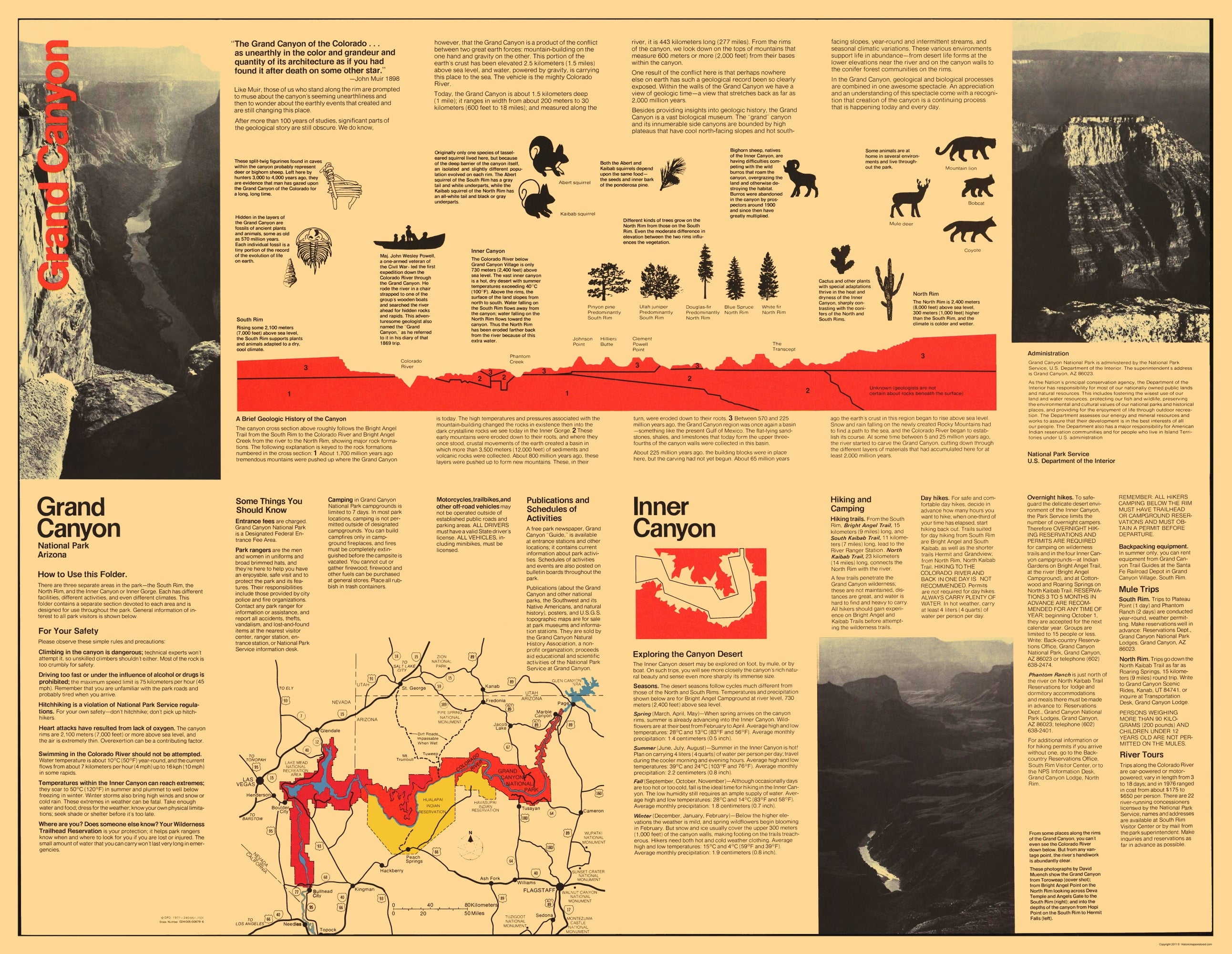 Historic State Map - Grand Canyon Visitors Brochure - US Park Services ...