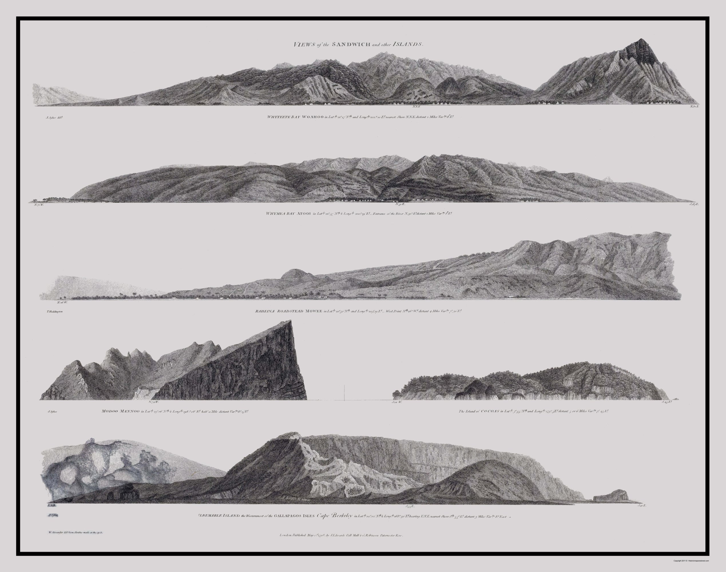 Historic State Map - Hawaii Islands Coast - Robinson 1798 - 23 x 29 ...