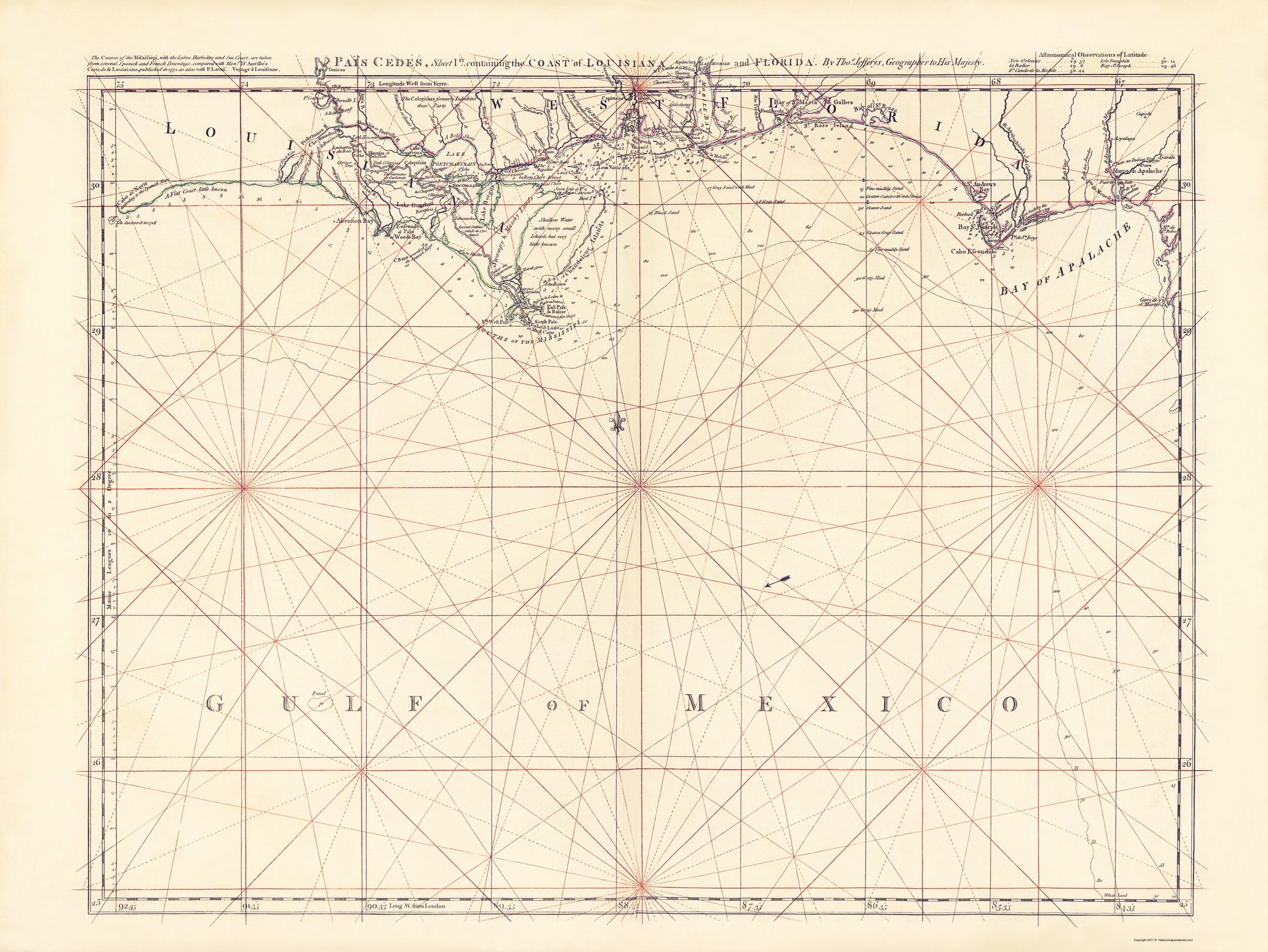 Historic State Map - Louisiana Florida Coast - Jefferys 1768 - 23 x 30. ...