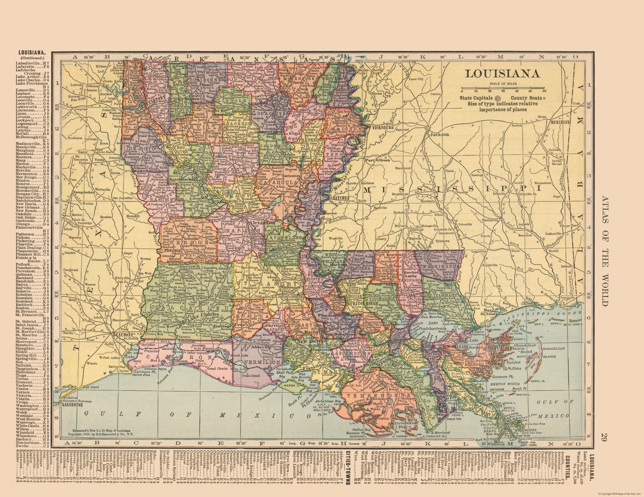 Historic State Map - Louisiana - Hammond 1910 - 29.76 x 23 - Vintage ...