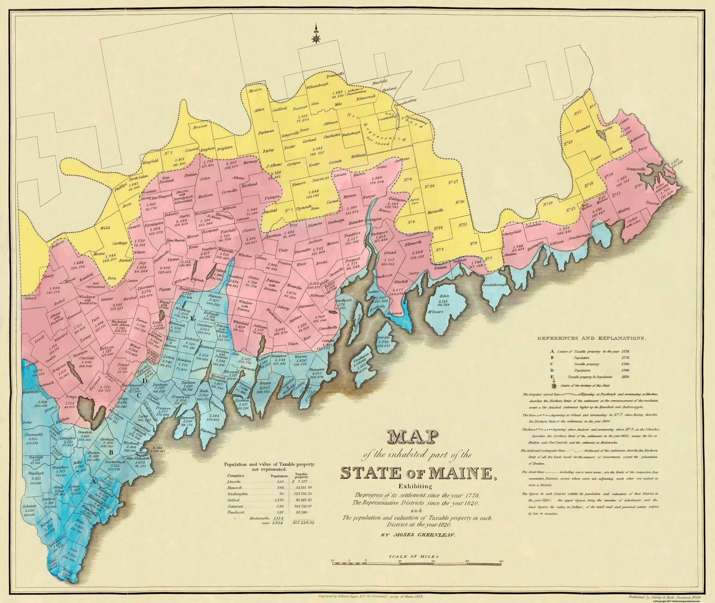 Historic State Map - Maine Land Grants 2nd Edition- Greenleaf 1829 - 27 ...
