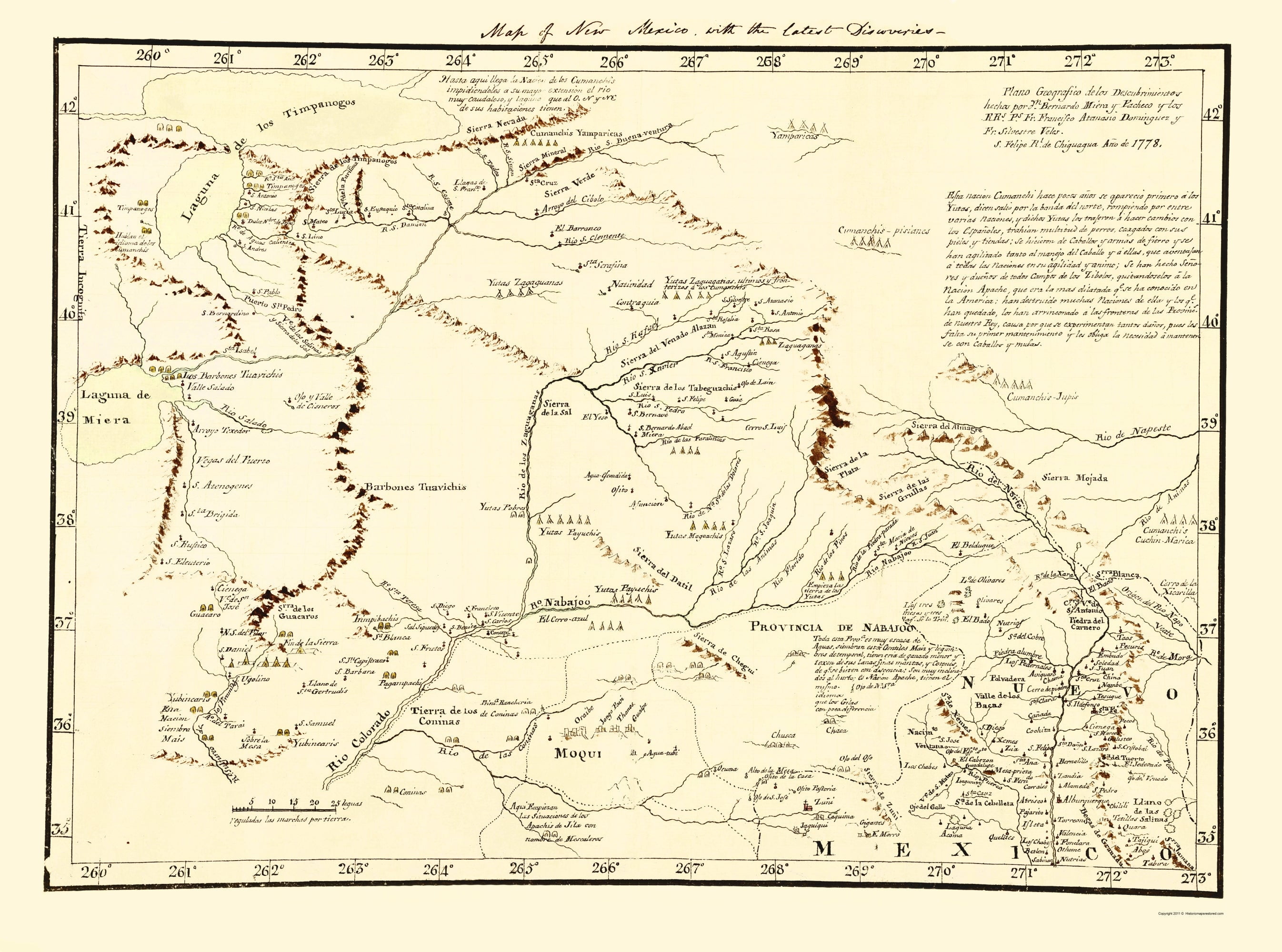 Historic State Map - New Mexico Territory - de Miera y Pacheco 1778 ...