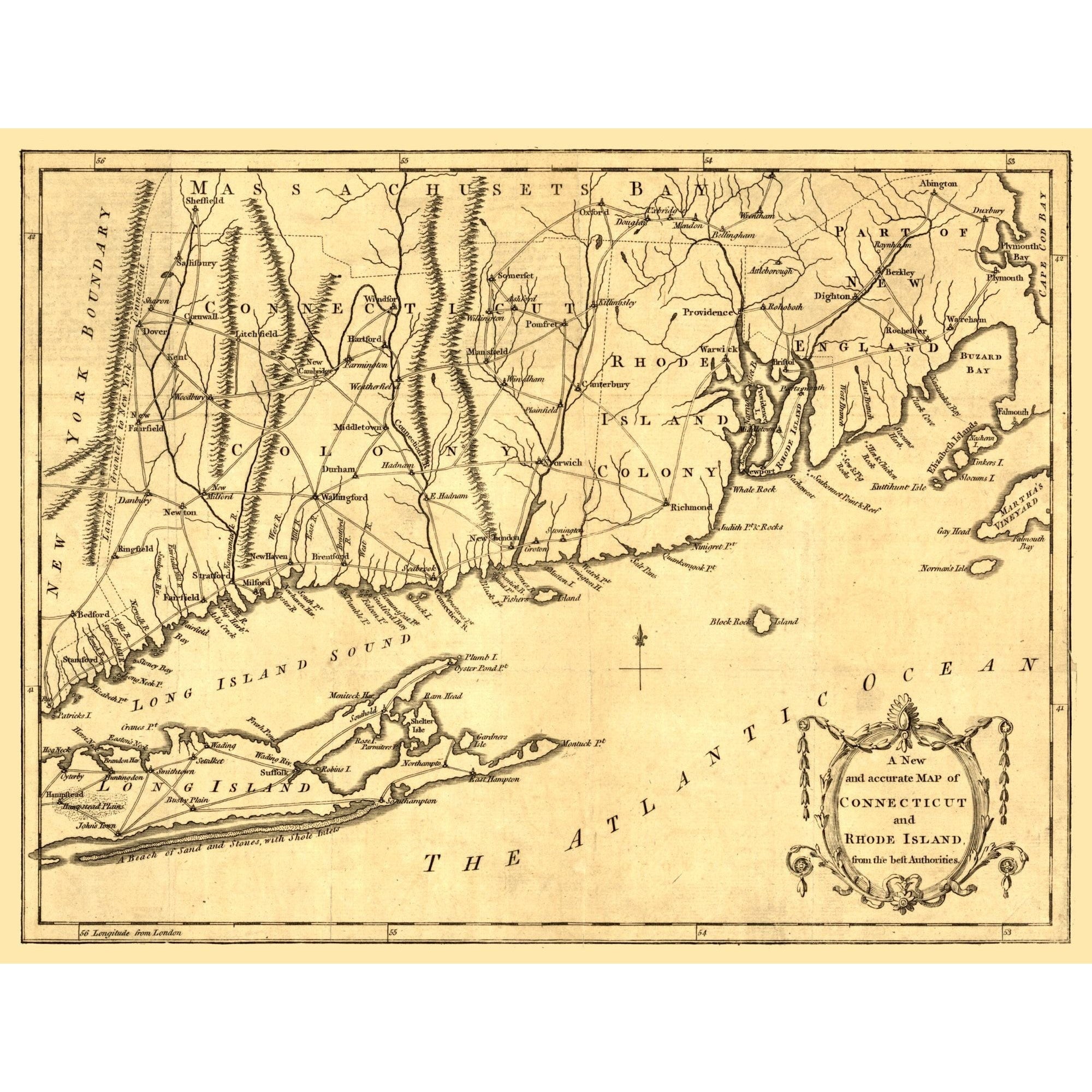 Historic State Map - Rhode Island - 1780 - 30.06 x 23 - Vintage Wall ...