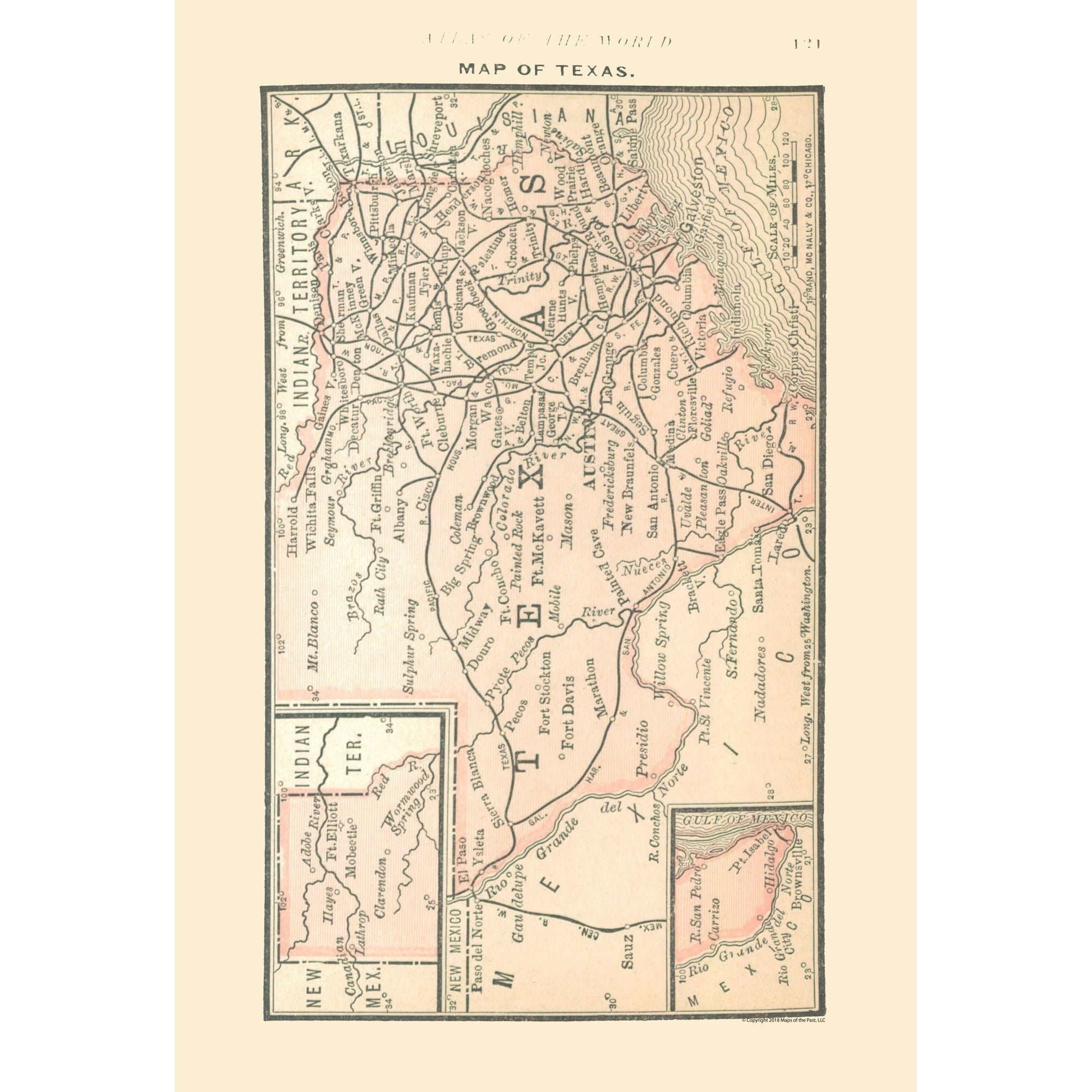 Historic State Map - Texas - Alden 1886 - 23 x 33.85 - Vintage Wall Art ...