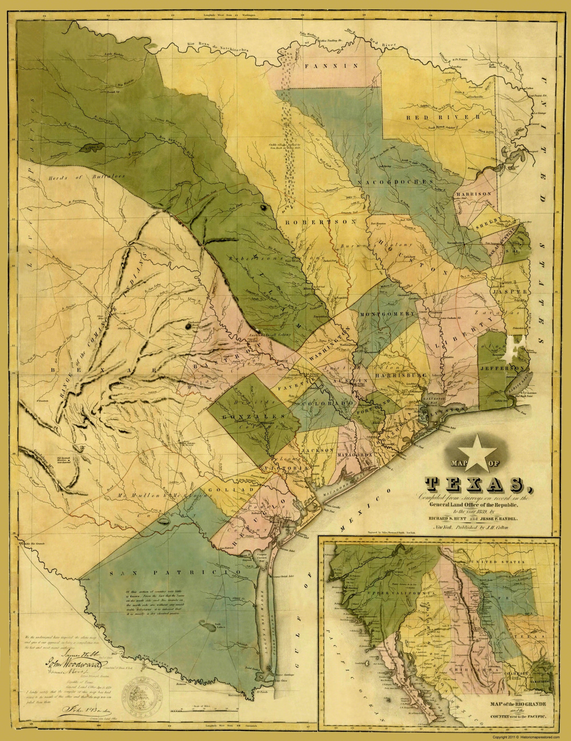 Historic State Map - Texas - Colton 1839 - 23 x 29.87 - Vintage Wall ...