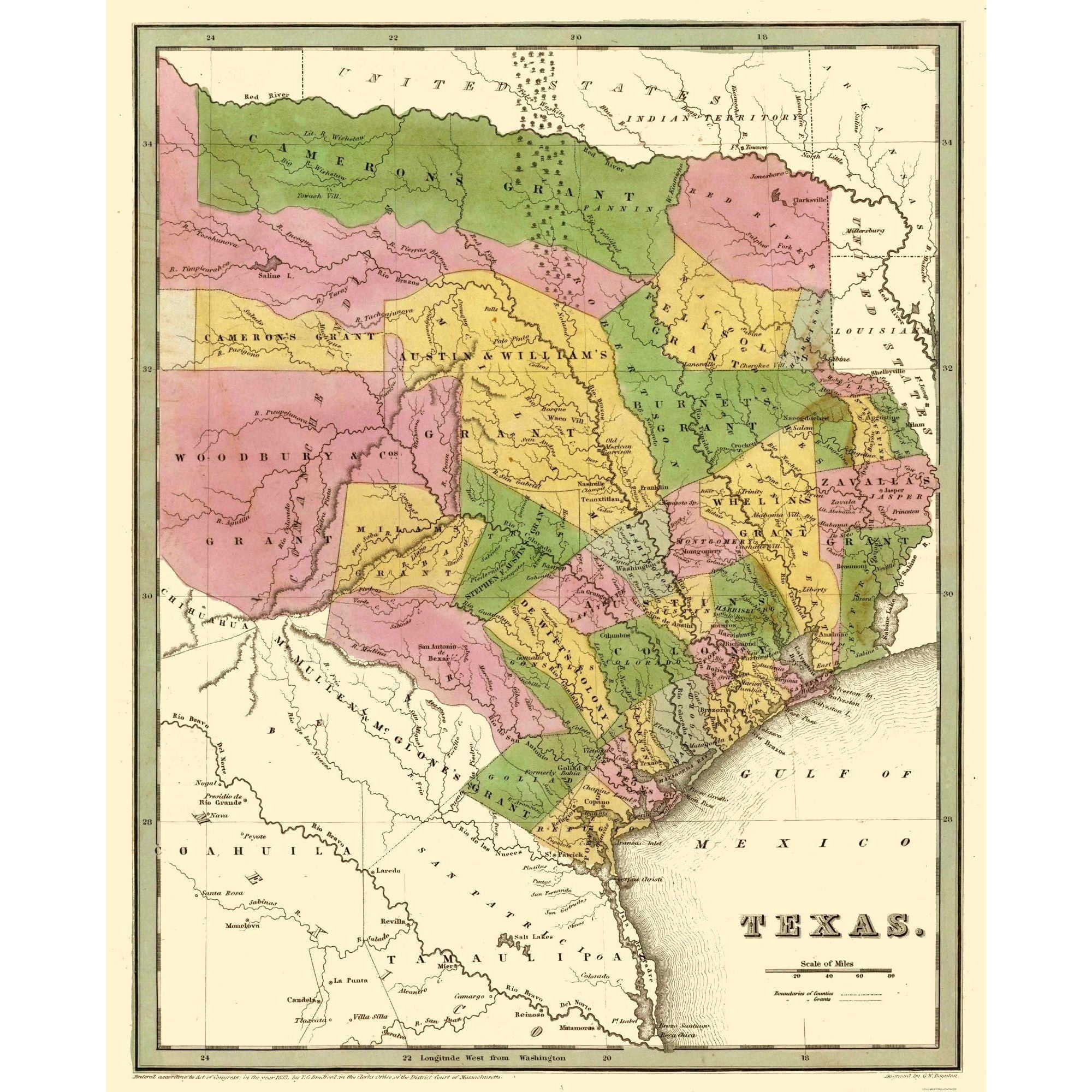 Historic State Map - Texas North East - Goodrich 1841 - Vintage Wall ...