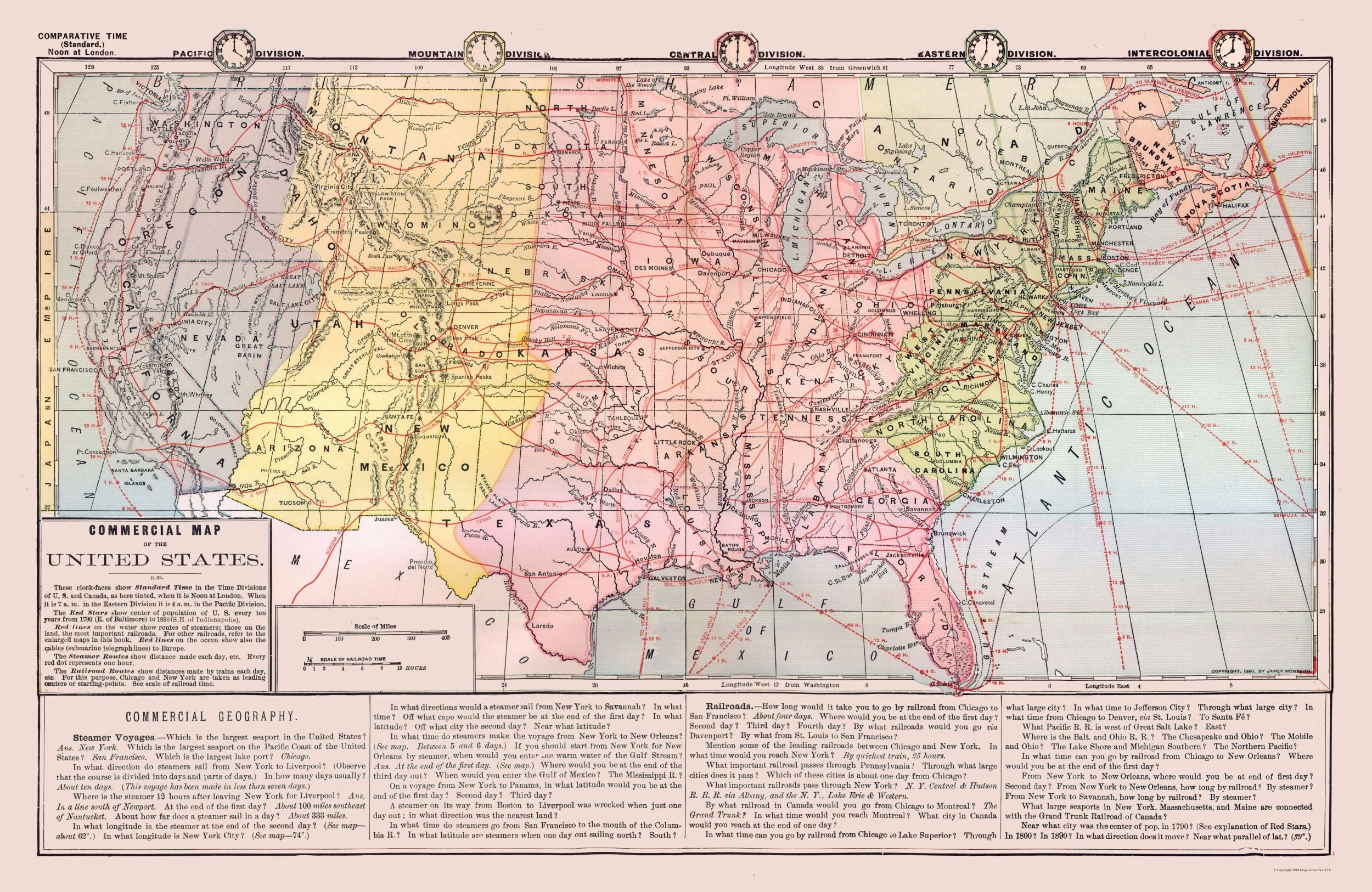 Historic State Map - United States Commercial Map - Monteith 1882 - 35. ...