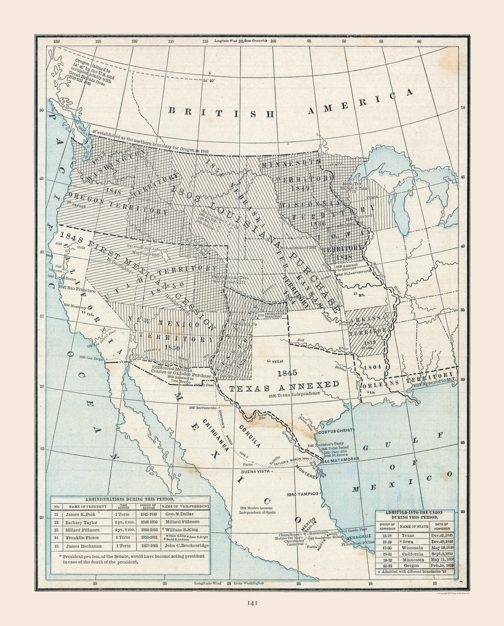 Historic State Map - United States West Expansion- Cram 1888 - 23 x 28. ...