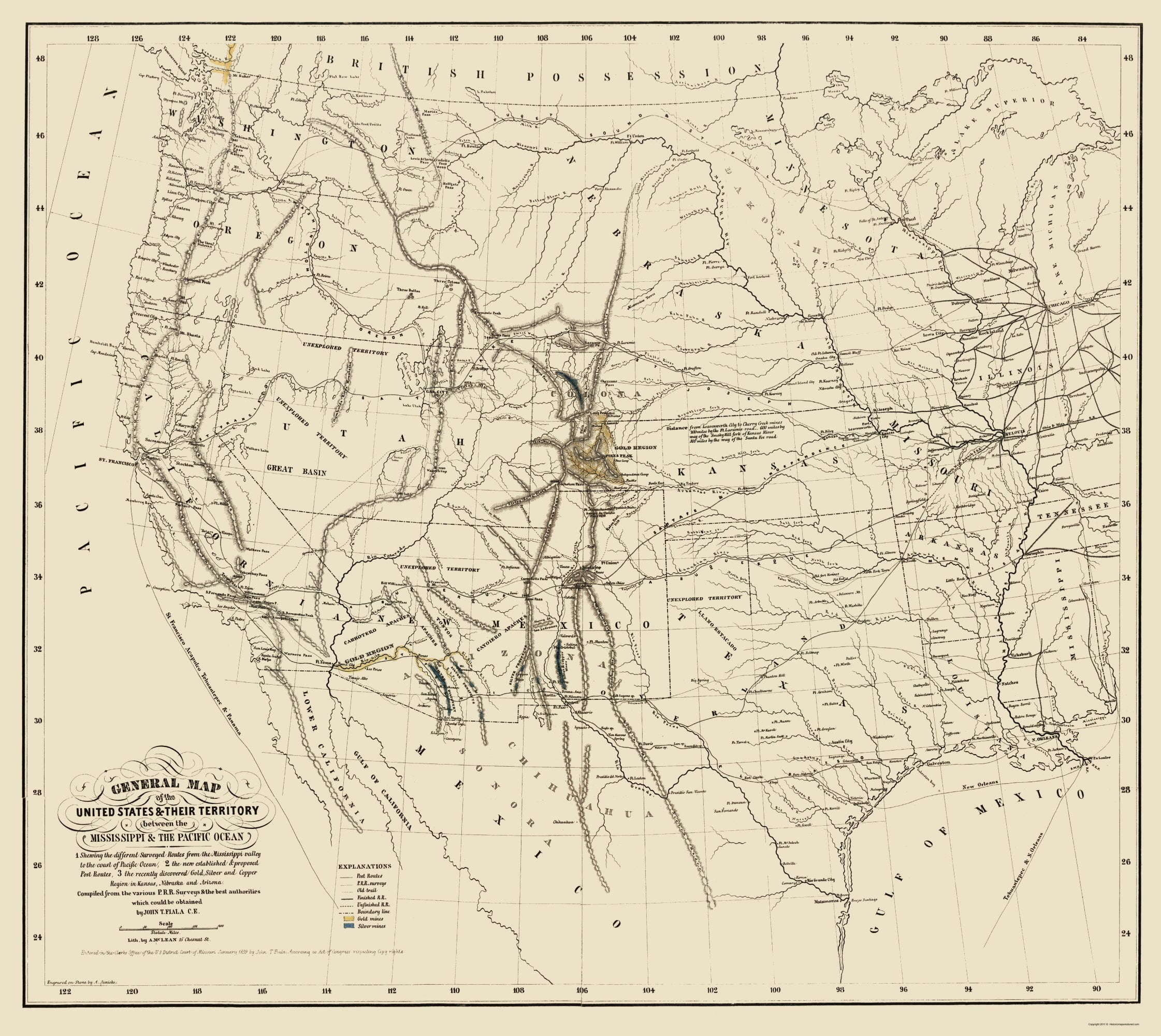 Historic State Map - United States Western Territories - Mclean 1859 ...