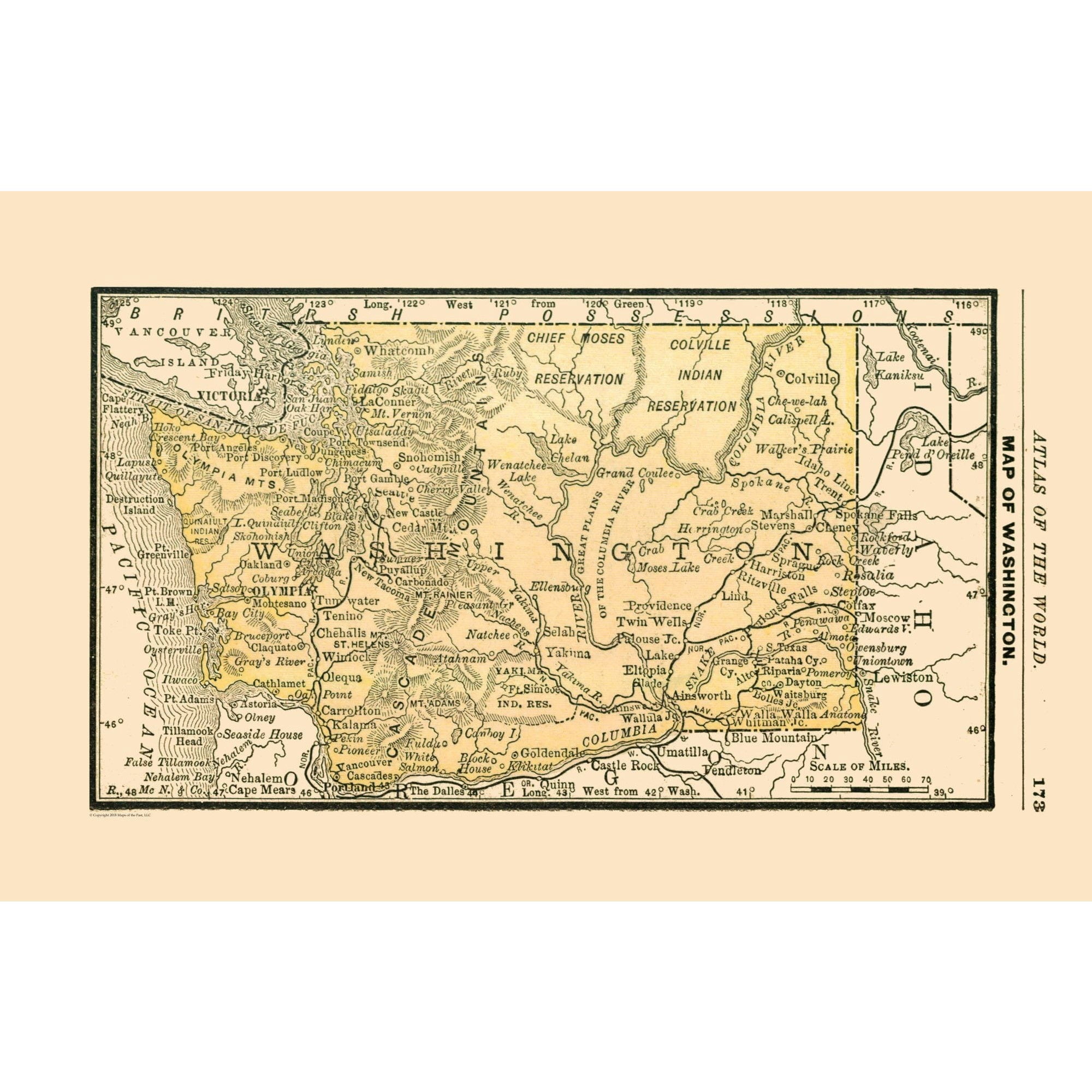 Historic State Map - Washington - Alden 1886 - 35.35 x 23 - Vintage ...