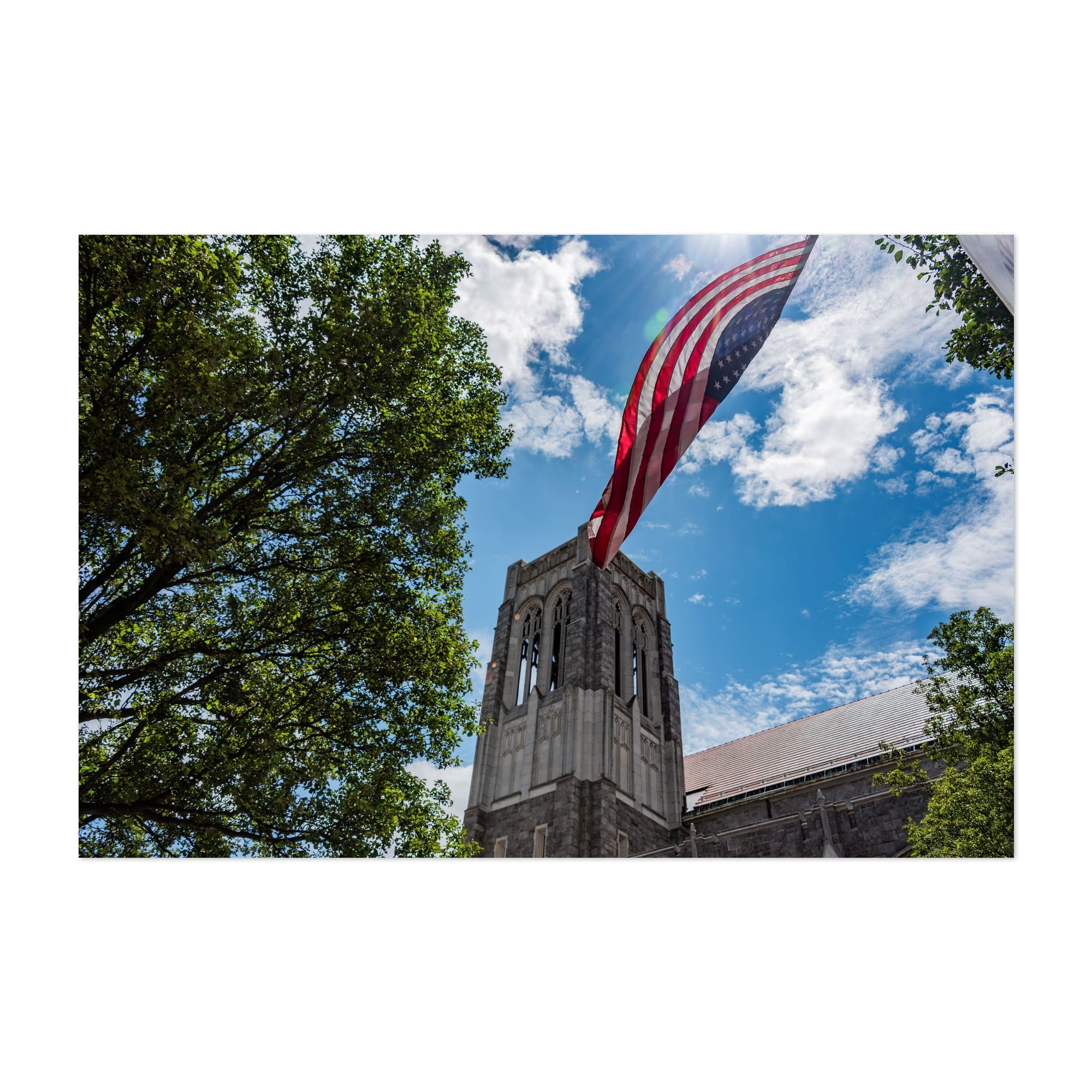 Historic Stone Church under the American Flag - Sunbury Pennsylvania ...
