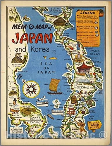 Historic Wall Map : Mem-O-Map of Japan and Korea, 1946 - Vintage Wall ...