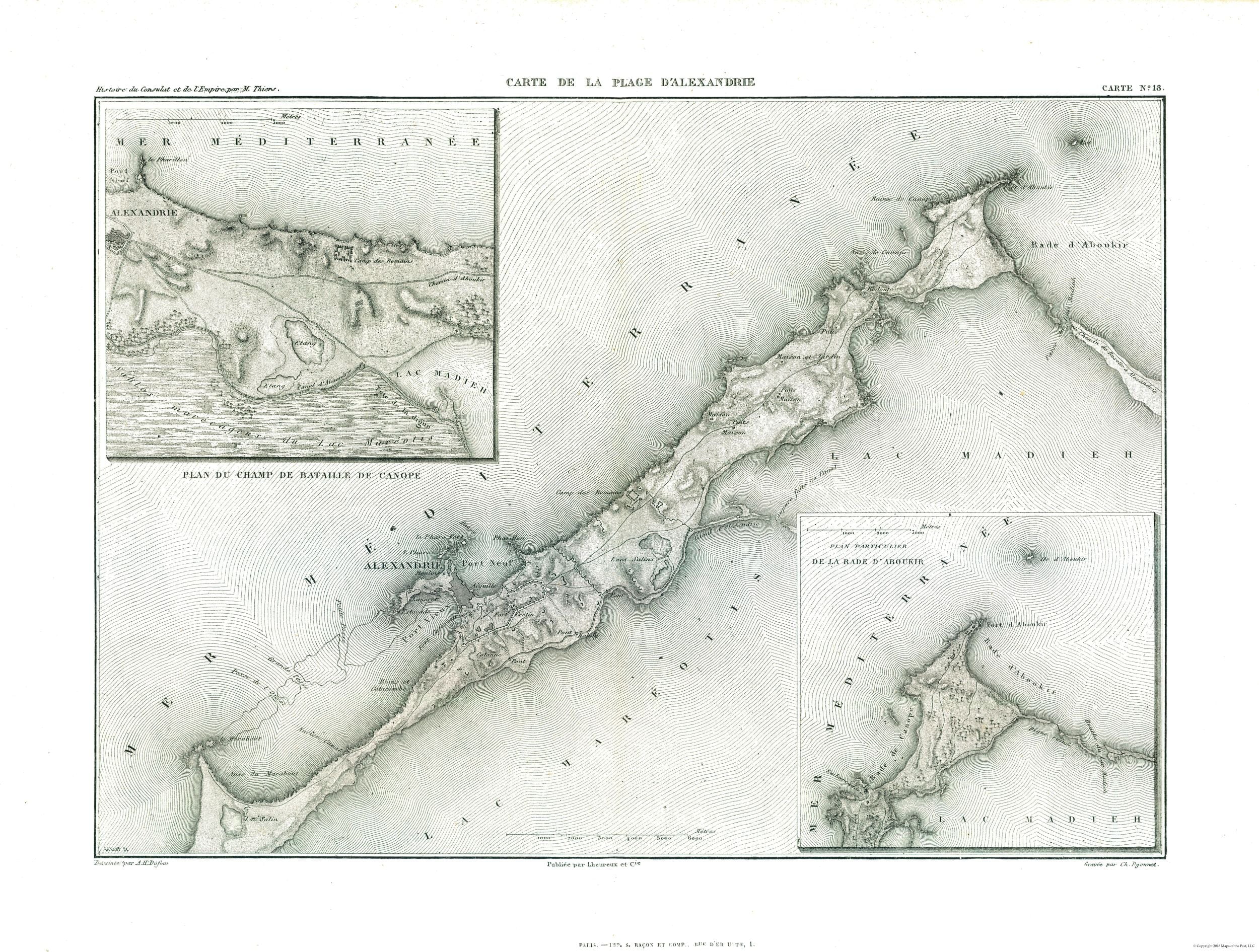 Historic War Map - Alexandria Egypt - Thiers 1866 - 30.40 x 23 ...
